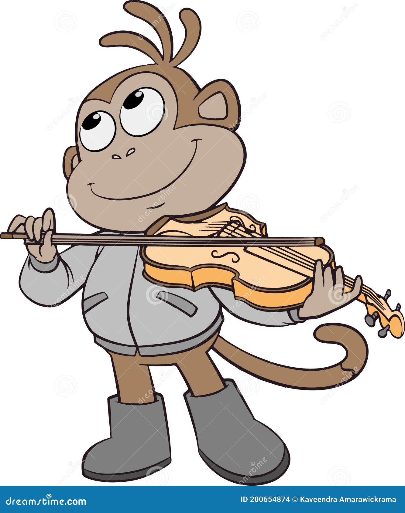 Funny Monkey Playing a Violin Stock Vector - Illustration of melody ...
