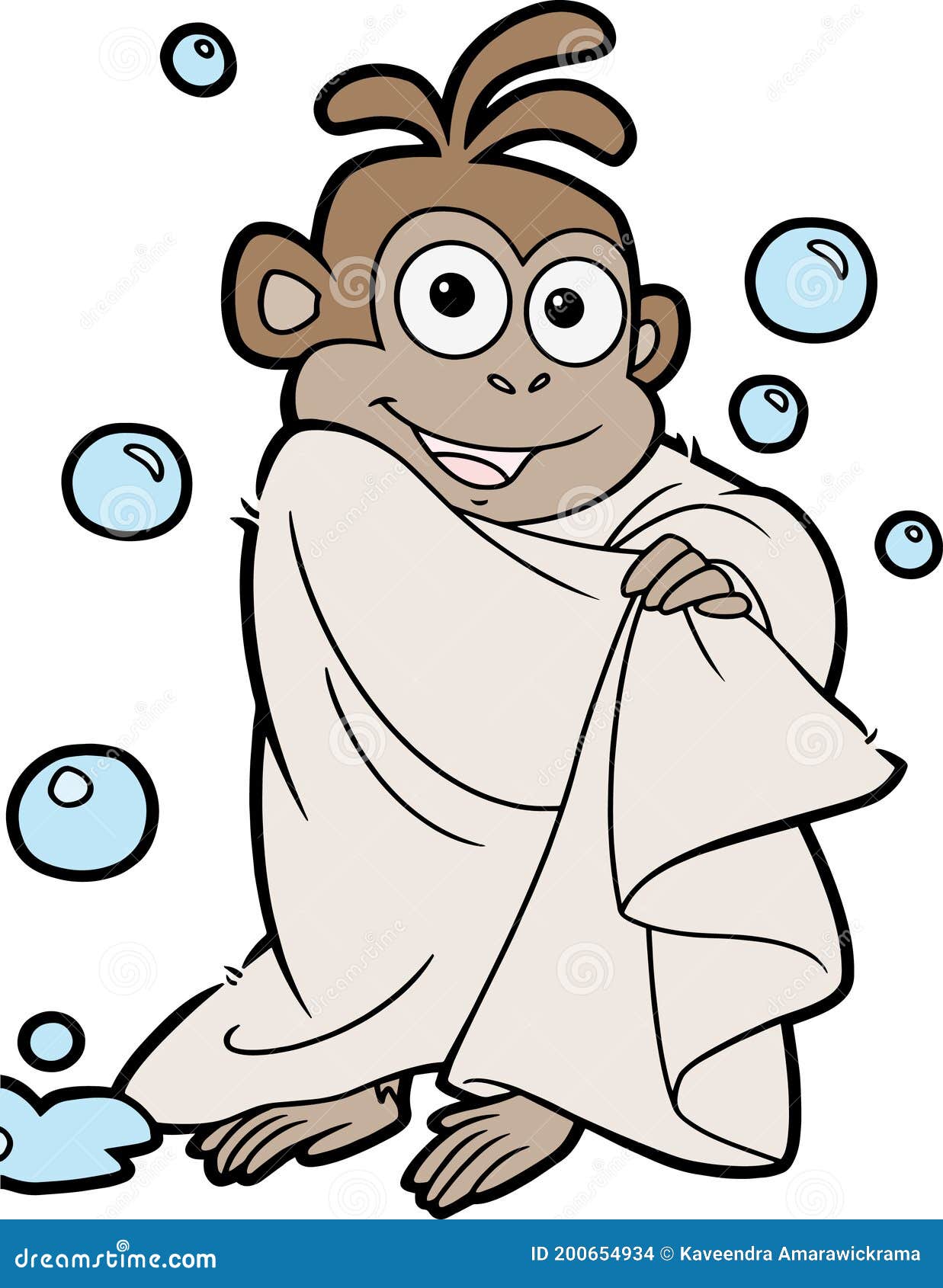 Funny Monkey Wearing a Towel Stock Vector - Illustration of clipart ...