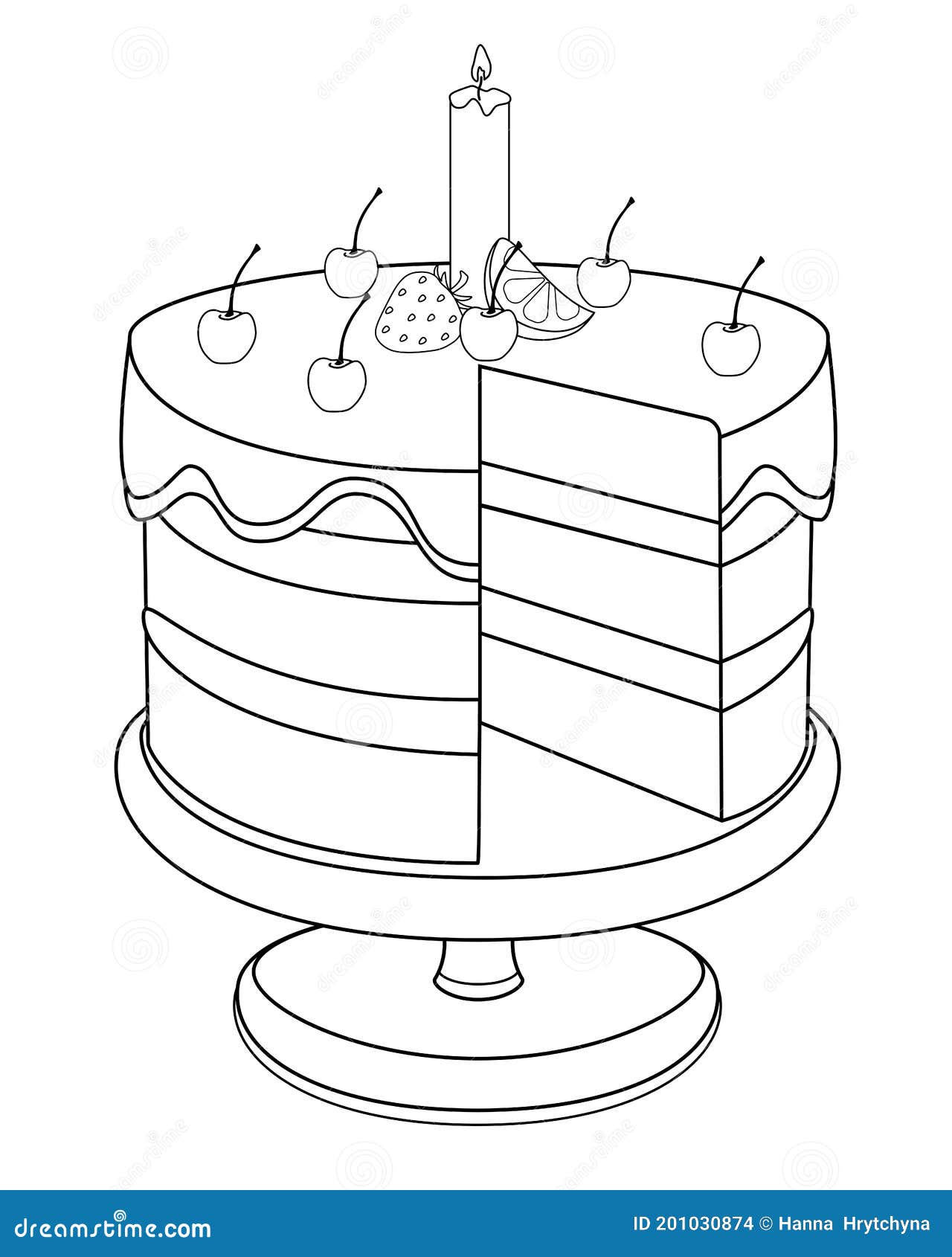 Cake on a Cake Stand. Cake Cut without One Piece - Linear Stock ...