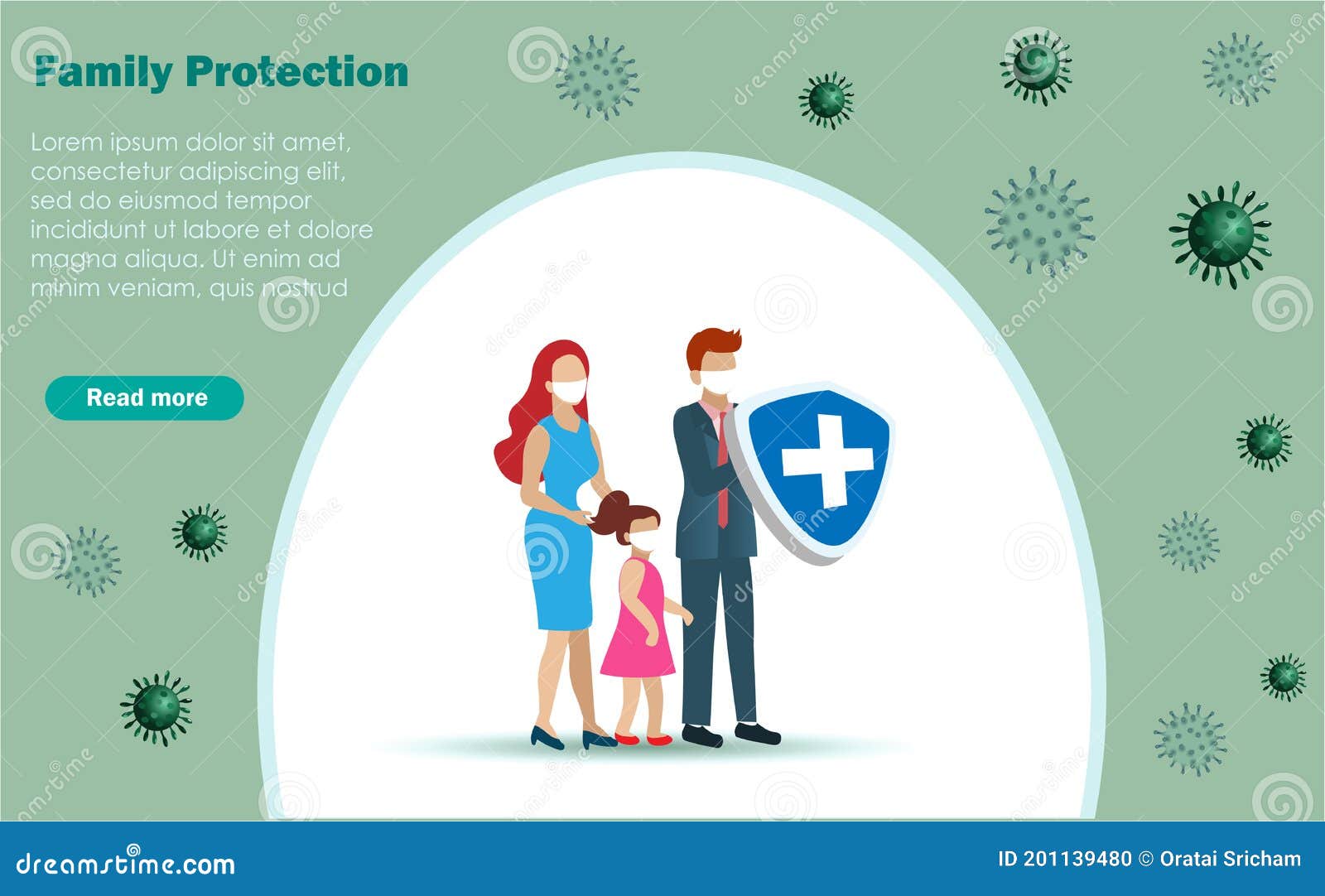 Father Protect Family from Covid-19 by Health Insurance Stock ...