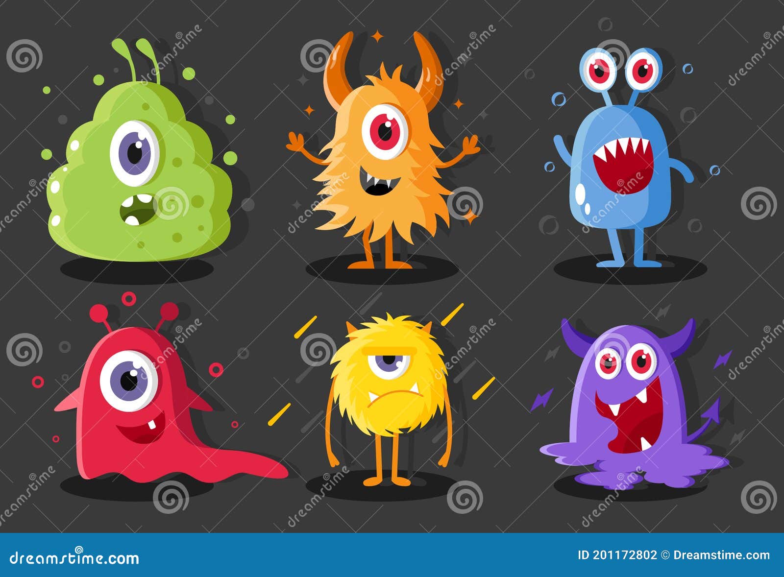 Collection Monsters with Electrical, Toxical, Frost, Horrible Elements ...