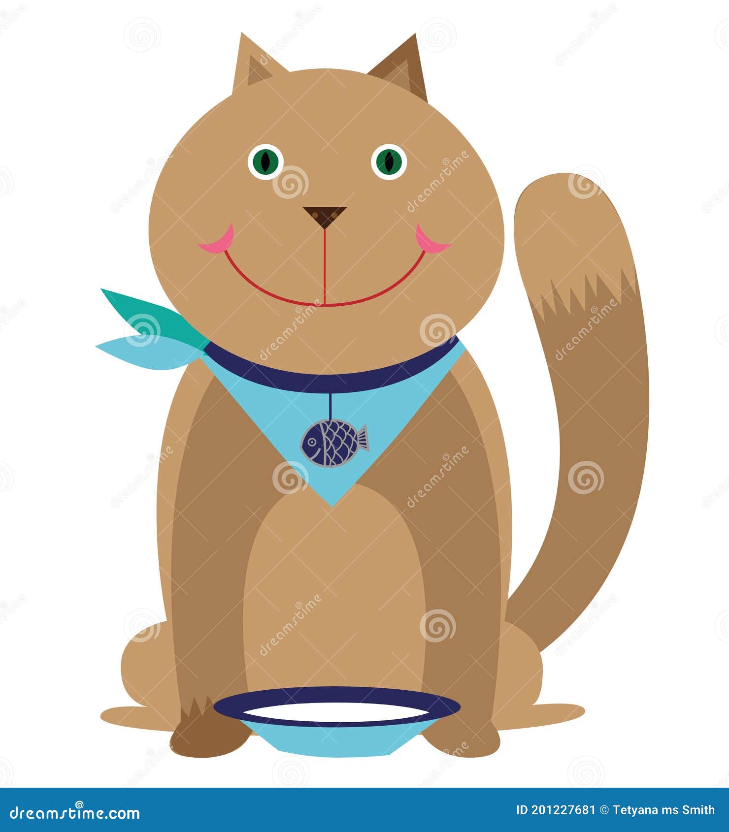 Cat in Front of a Plate with Milk Stock Vector - Illustration of kitty ...