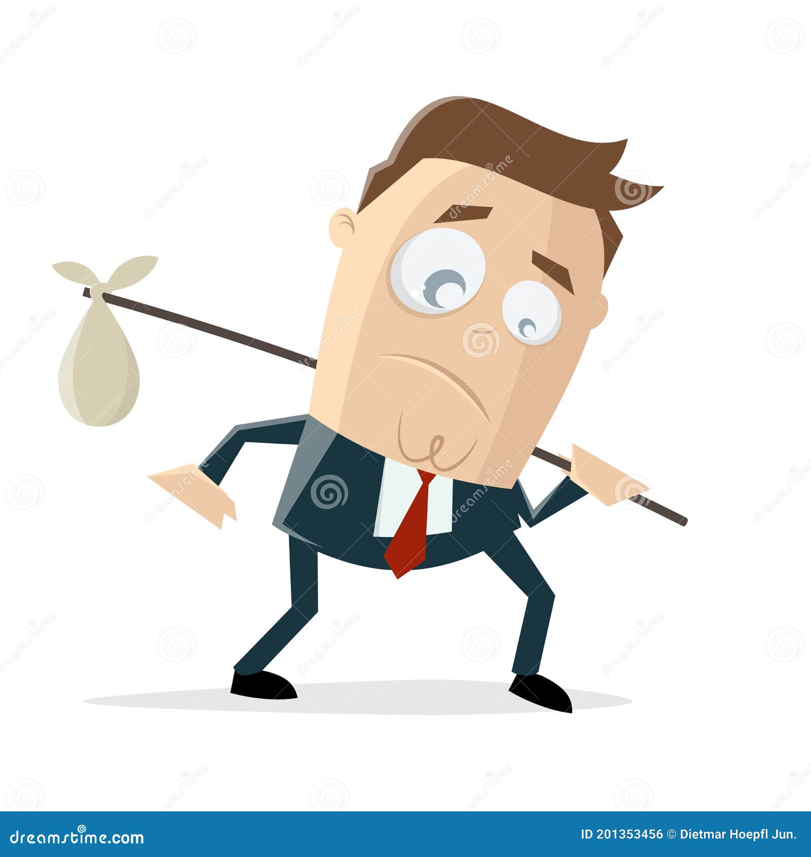 Cartoon Illustration of a Sad Businessman Who Has To Pack His Bags and ...