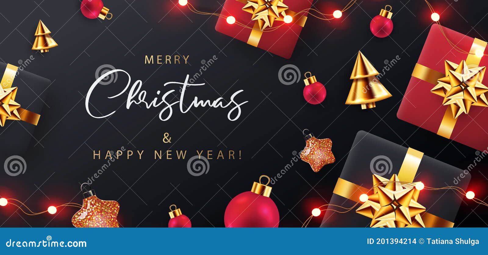 Christmas Banner. Xmas Background Design. Horizontal Christmas Poster ...