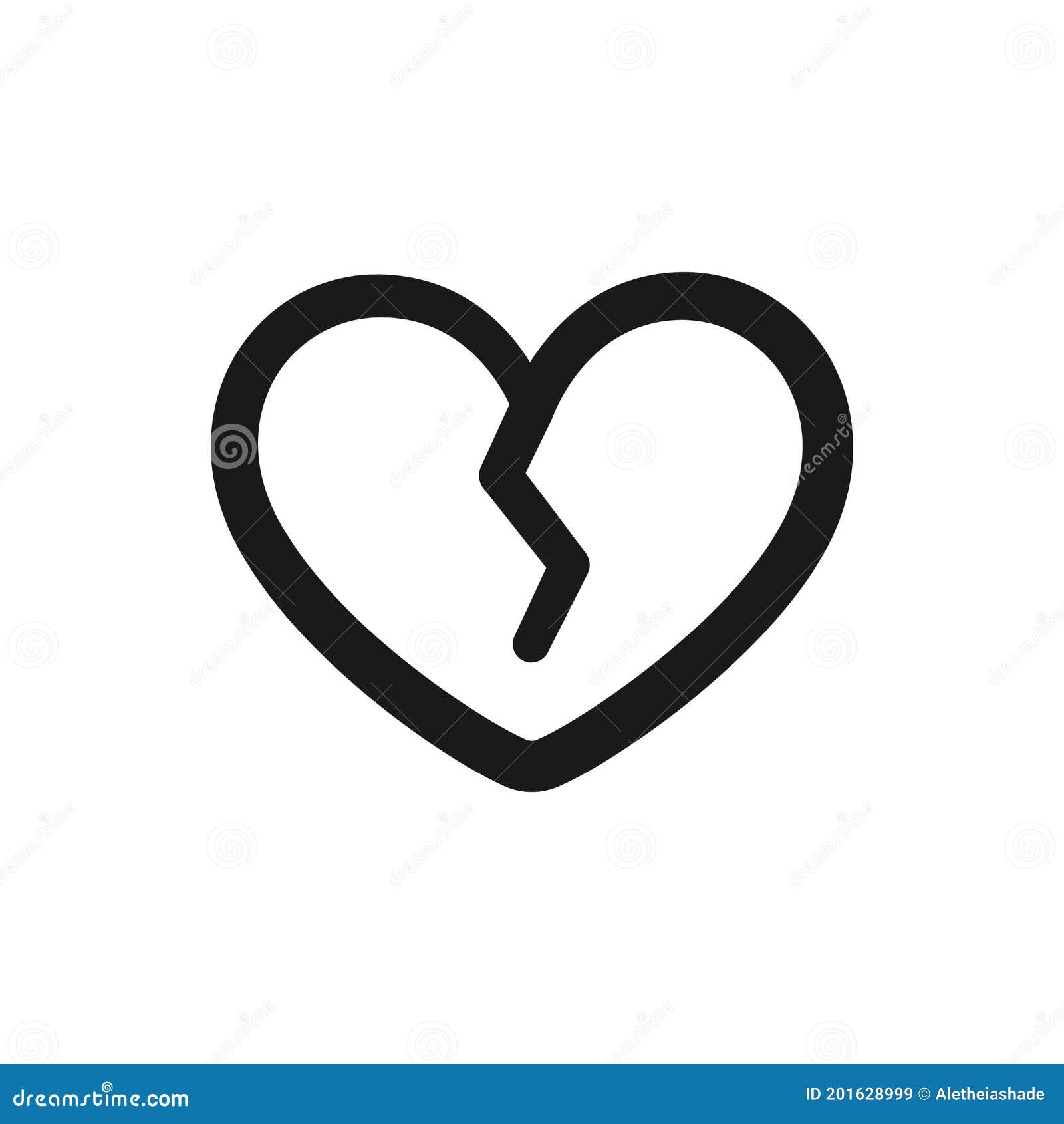 Broken Heart Cartoon Outline Logo Icon Design Stock Vector ...