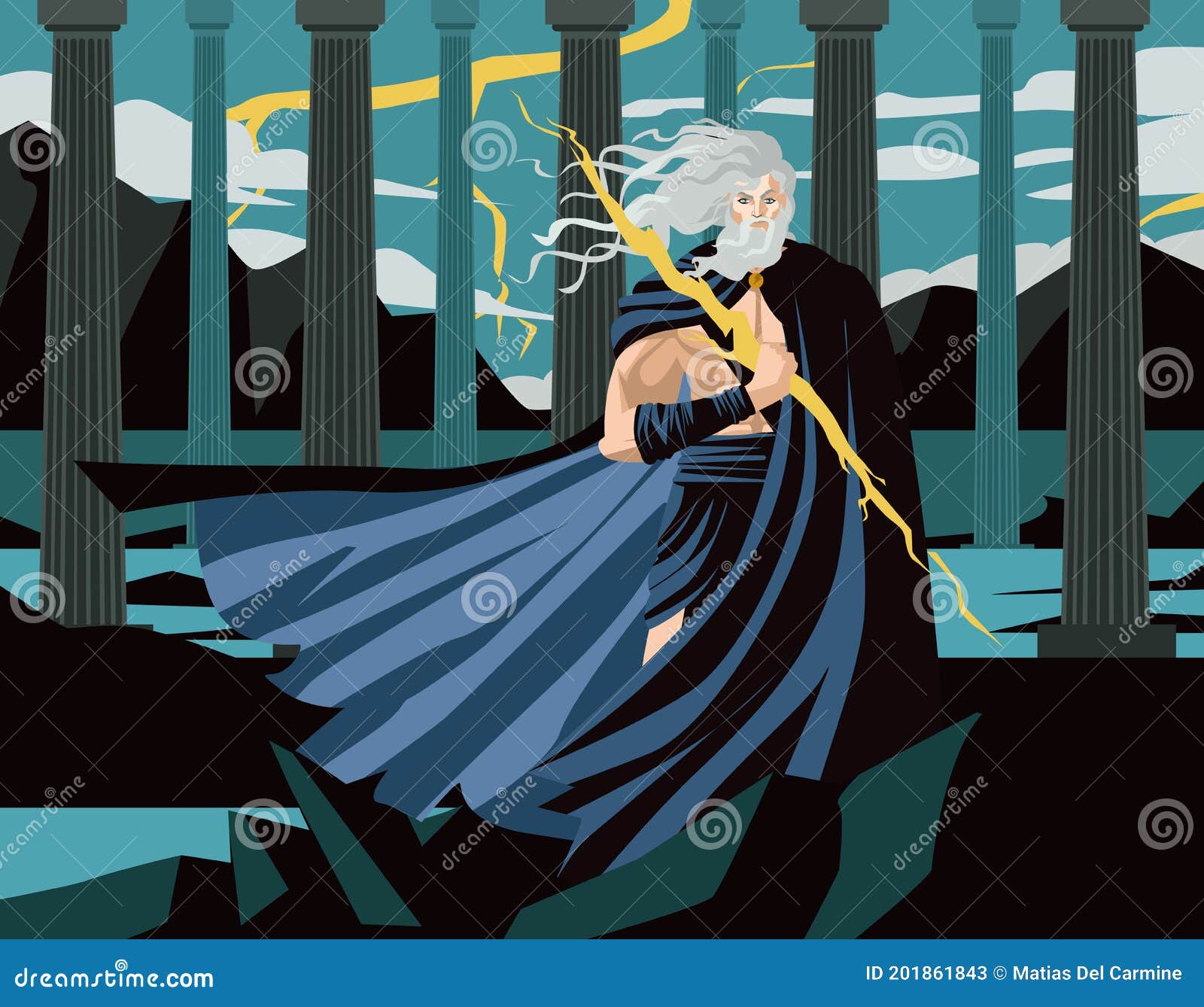 Zeus Jupiter Greek God Of The Ray Cartoon Vector | CartoonDealer.com ...