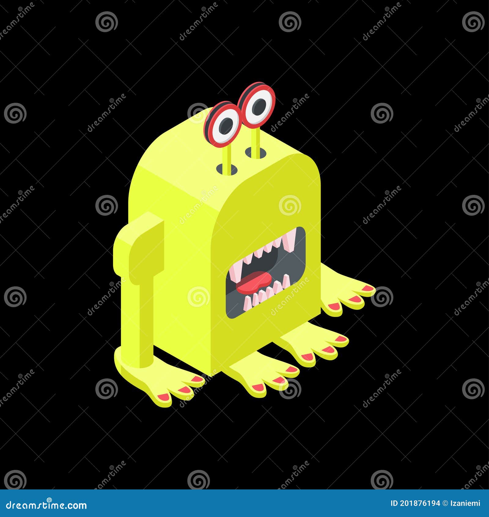 Cute Monster - Isometric Vector Illustration Stock Vector ...