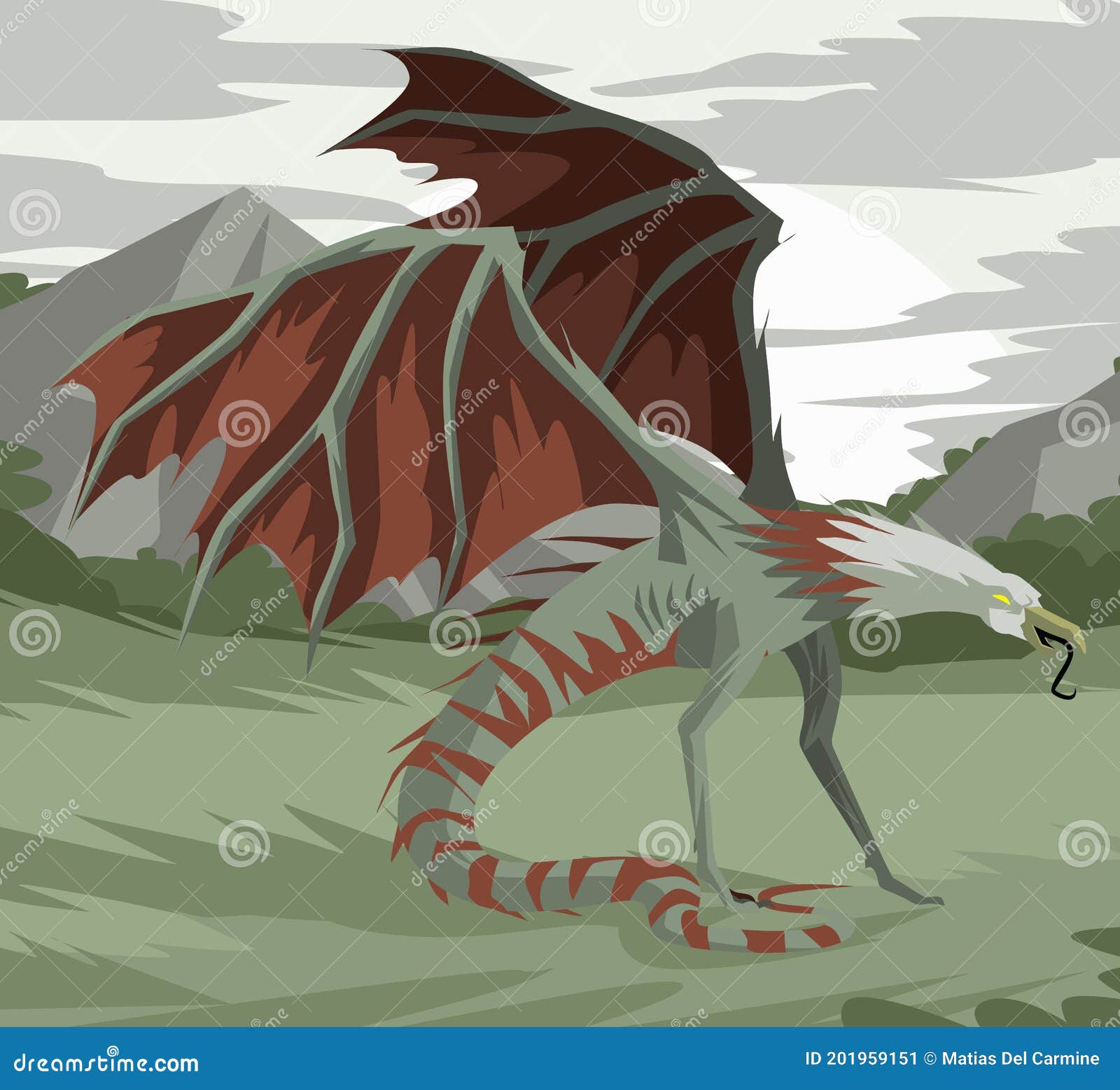 Cockatrice Basilisk Medieval Dragon Mythology Monster Stock Vector ...