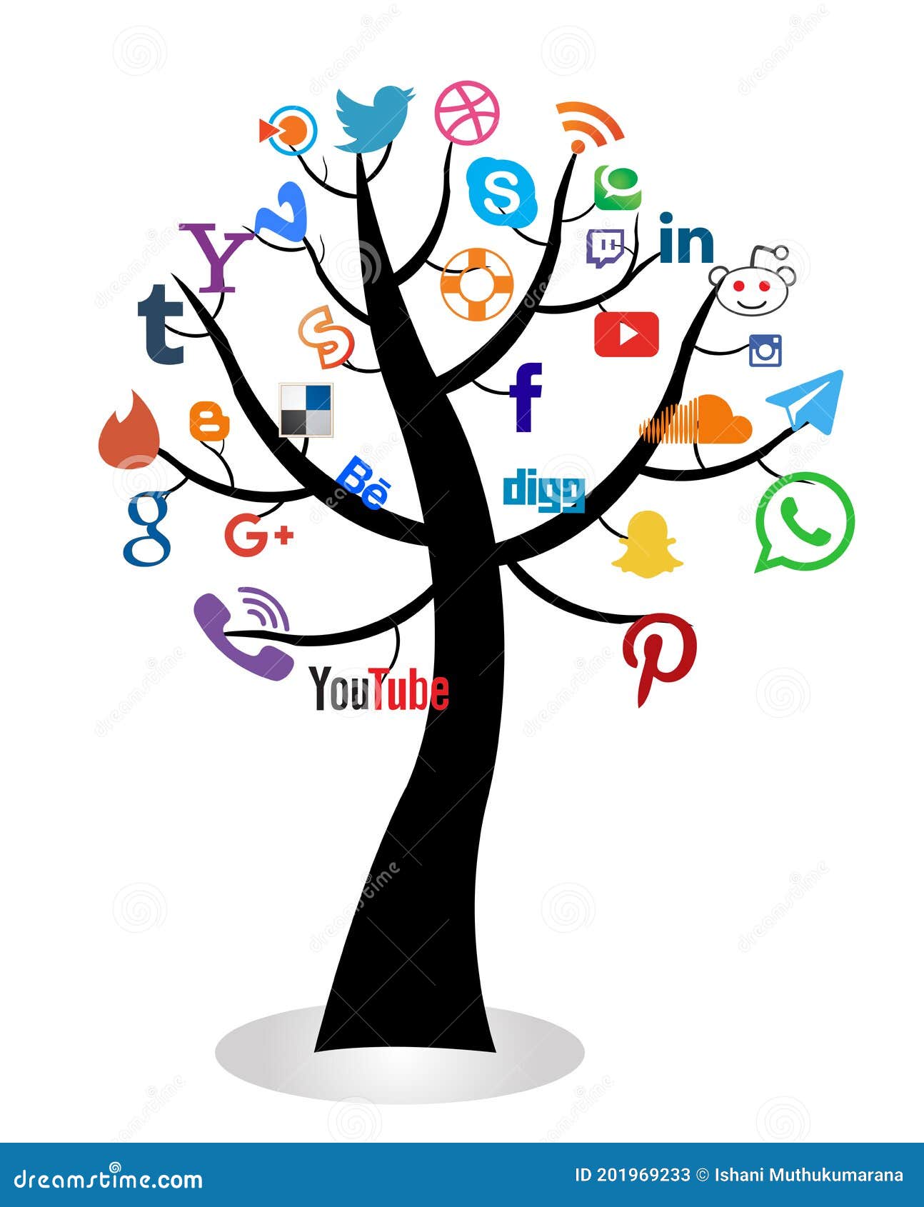 Social media tree editorial stock photo. Illustration of snapchat ...