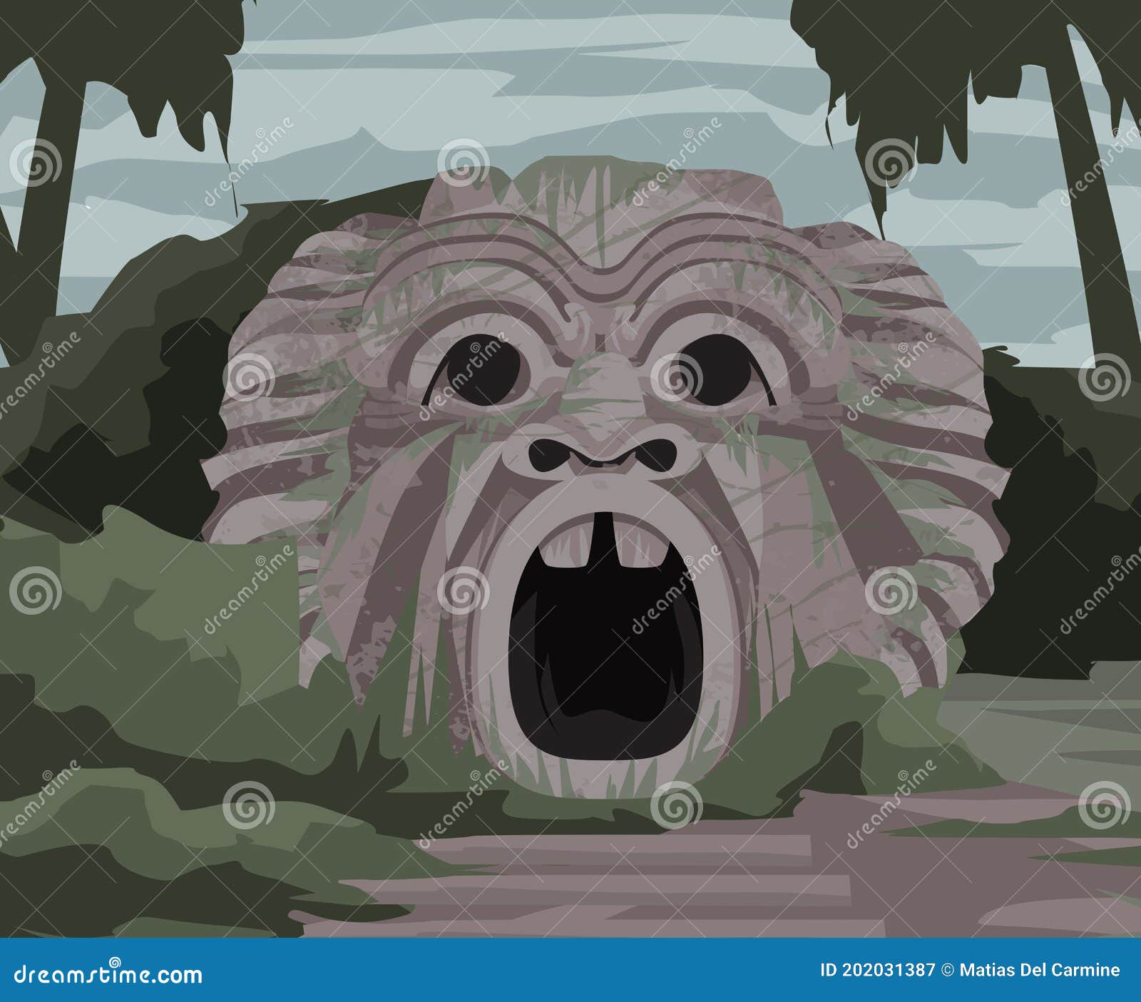 Orcus Mouth Underworld Cave Greek Mythology Entrance Cartoon Vector ...