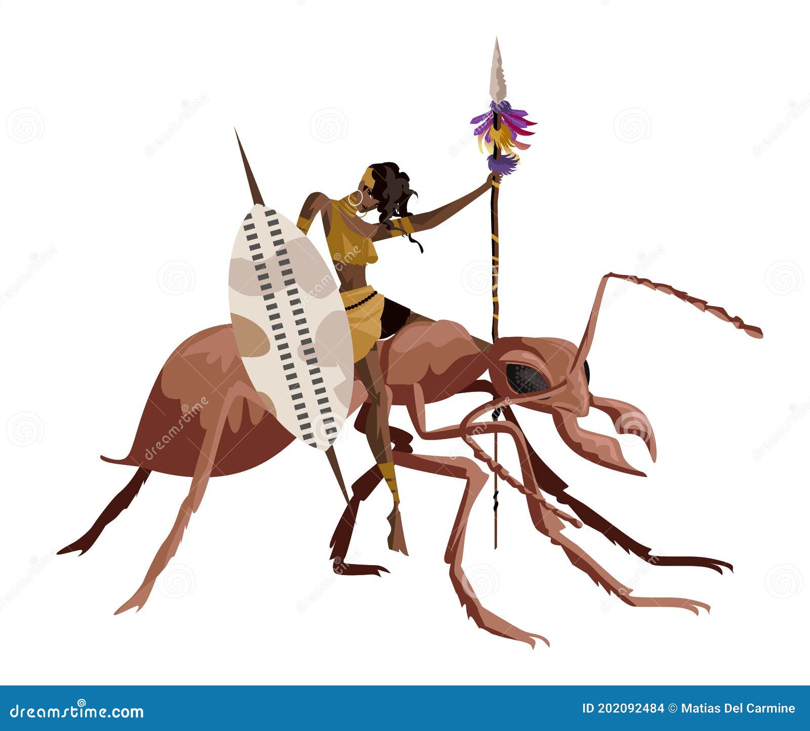 Abatwa Umutwa African Mythology Tiny Fairy Warrior Riding an Ant Stock ...