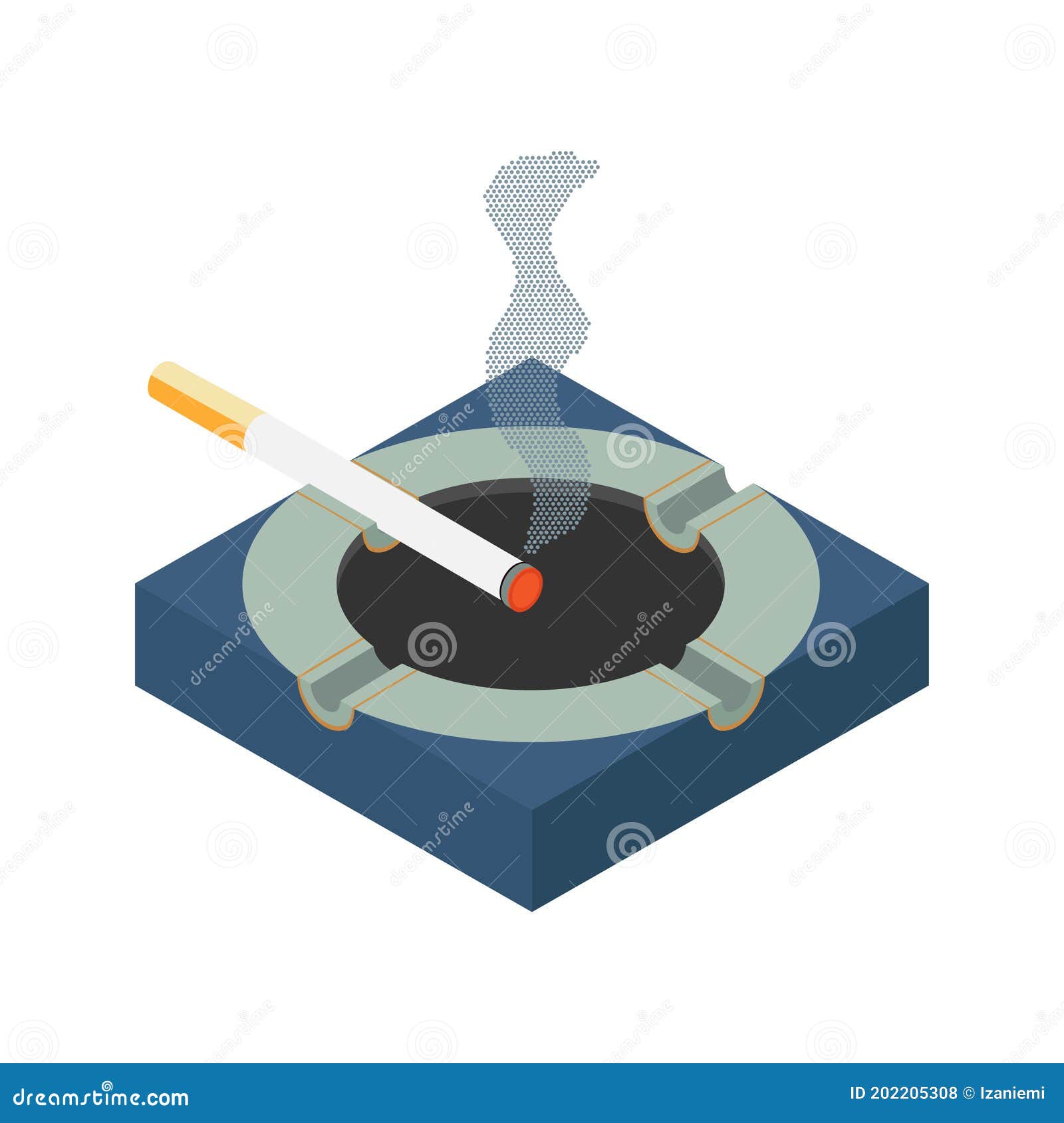 Ashtray Isometric Icon - Vector Illustration Stock Vector - Illustration of background, lung ...