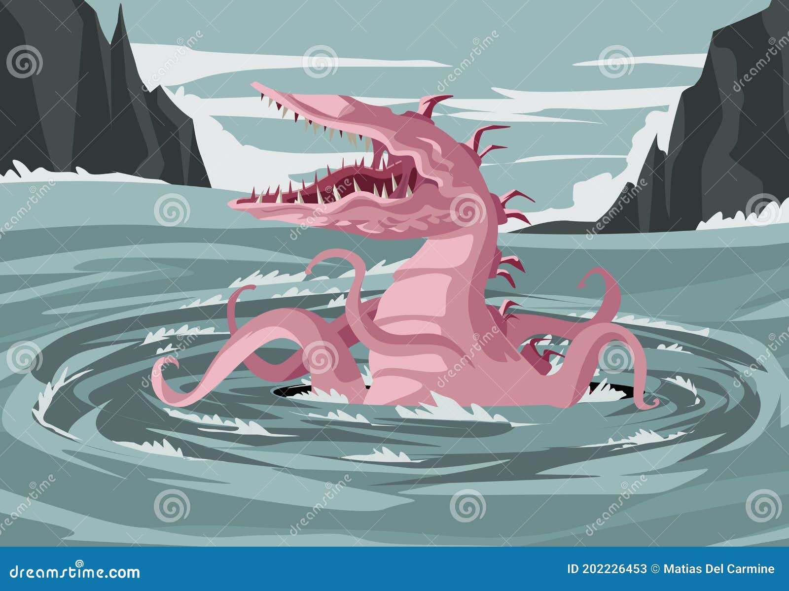 Sea Mythology Whirlpool Hungry Charybdis Monster Stock Vector ...