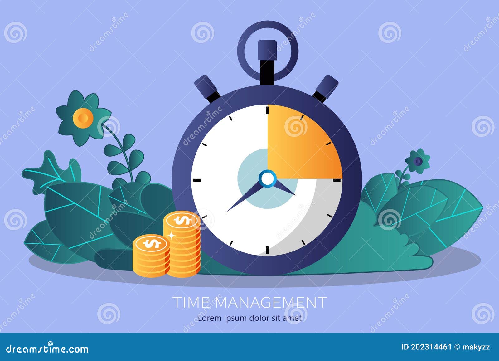 Time Management Flat Concept for Landing Page. Effective Planning ...