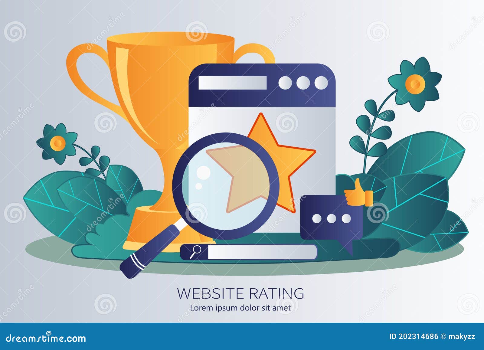 Rating on Customer Service. Website Rating. Flat Vector Illustration ...