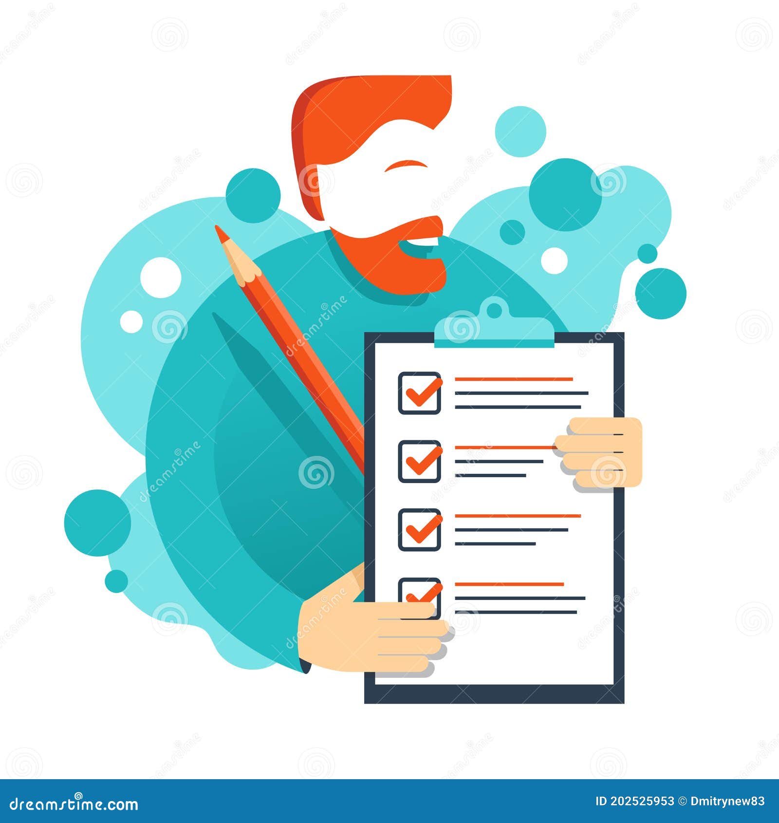 Abstract Smiling Man Holding Big Checklist Stock Vector - Illustration ...