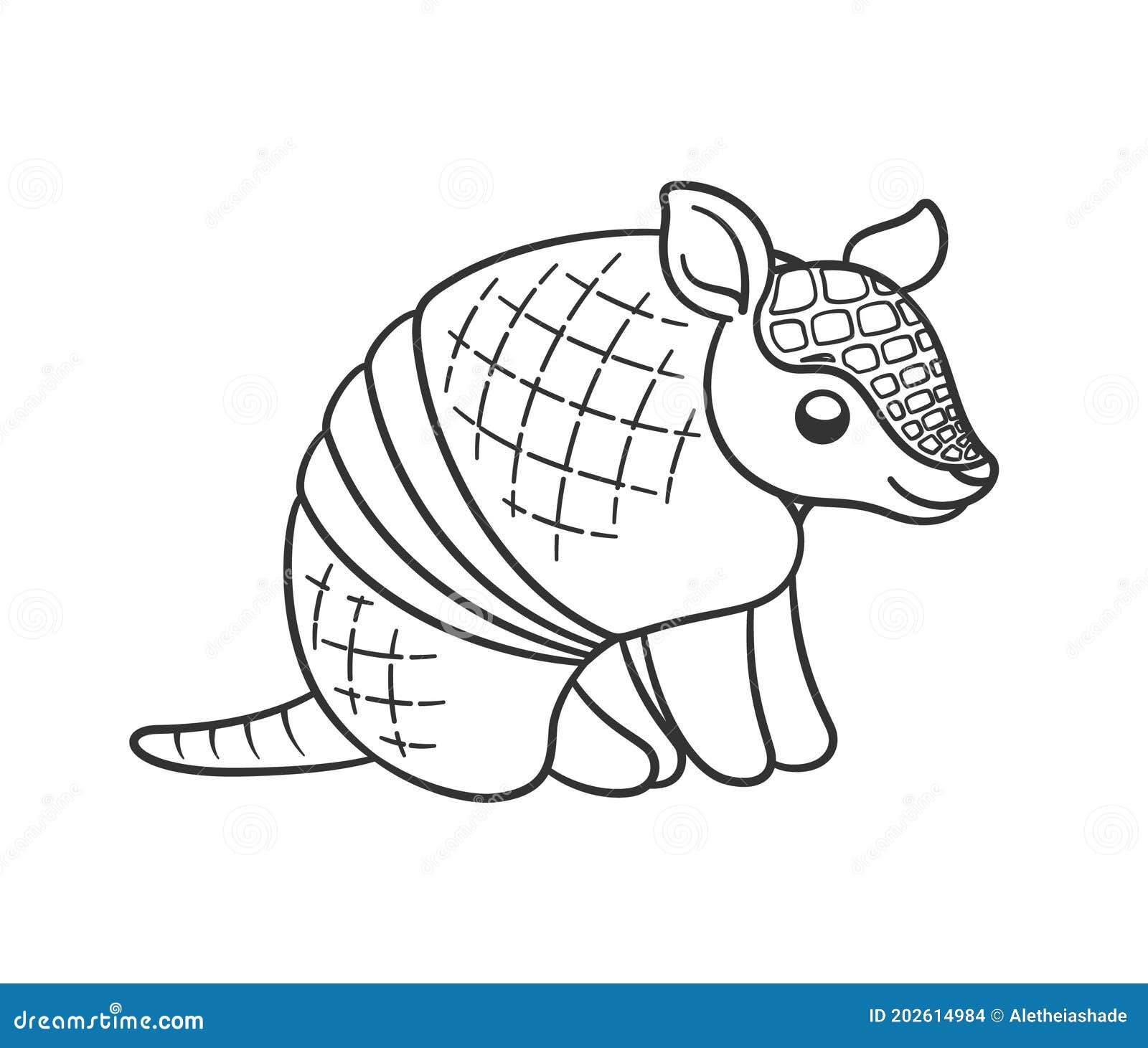 Armadillo Sitting and Smiling Cartoon Outline Vector Illustration Stock ...