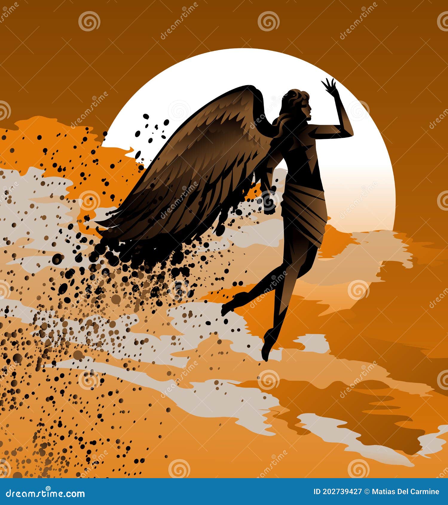 Icarus flying in the sky stock vector. Illustration of flying - 202739427