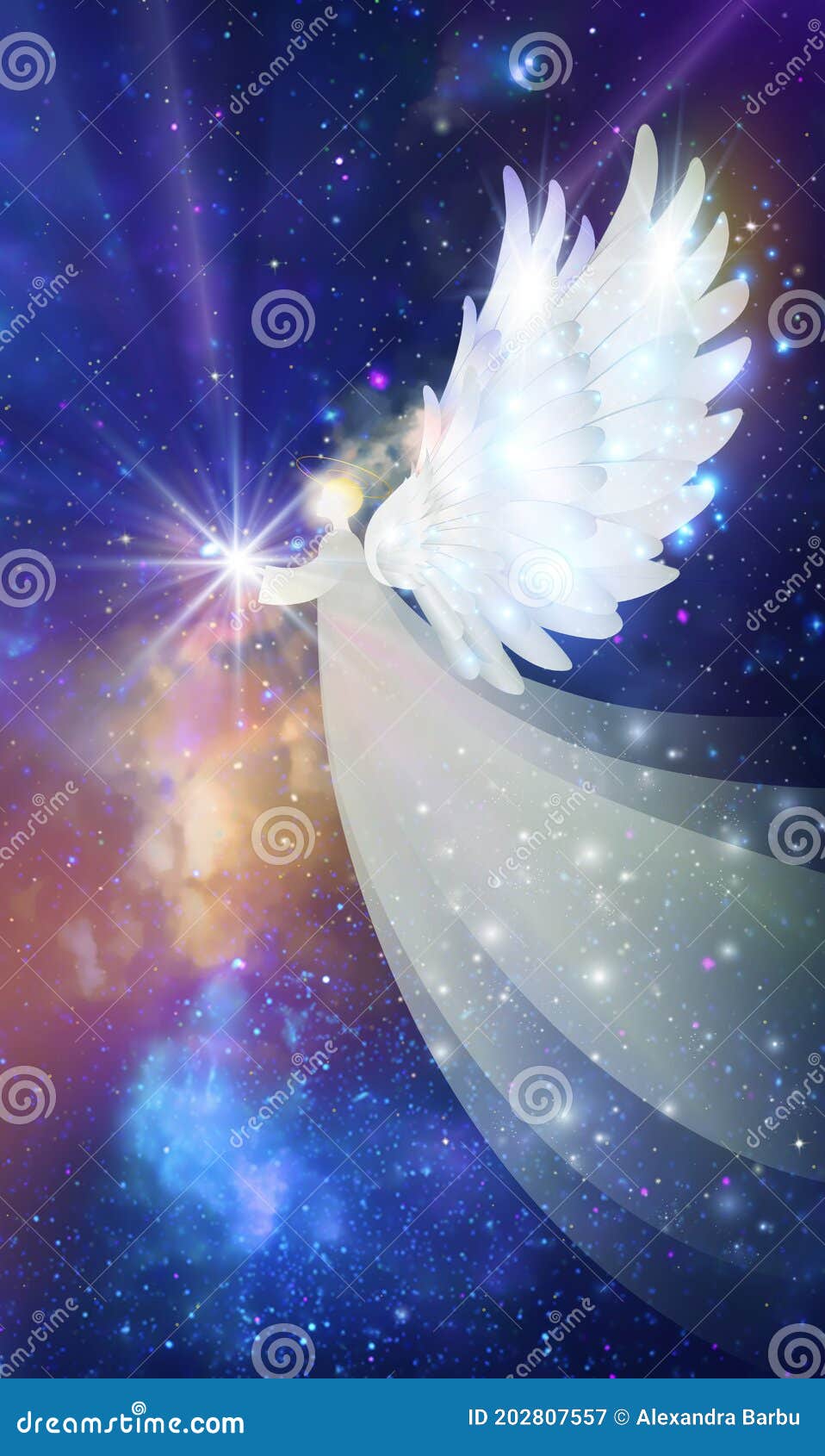 Angel of Light and Love Doing a Miracle Stock Illustration ...