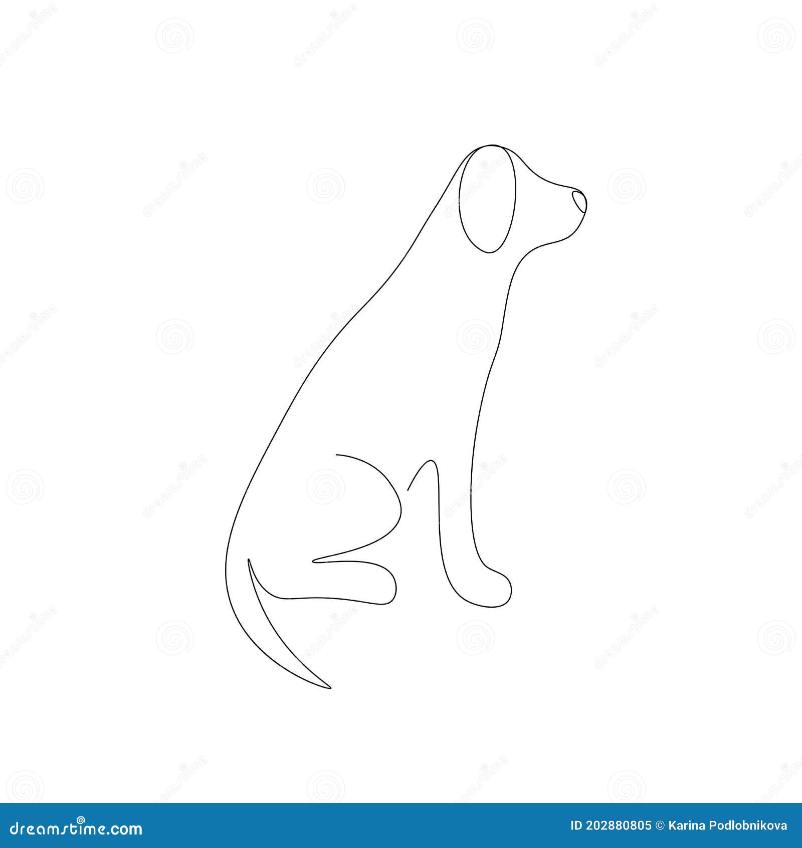 Dog One Line Drawing on White Background Stock Illustration ...
