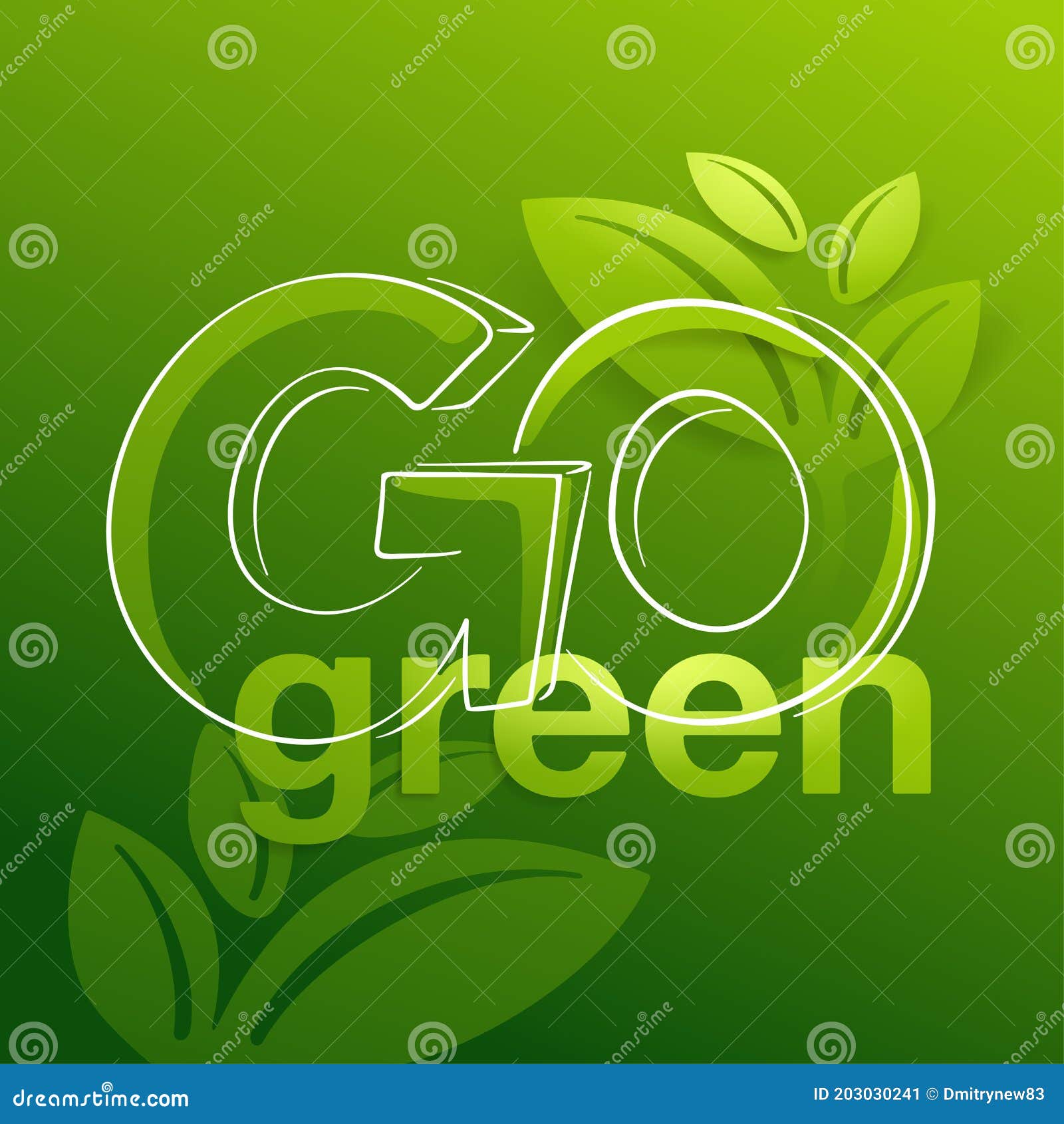 Go Green Slogan with Plants and Green Gradient Stock Vector ...