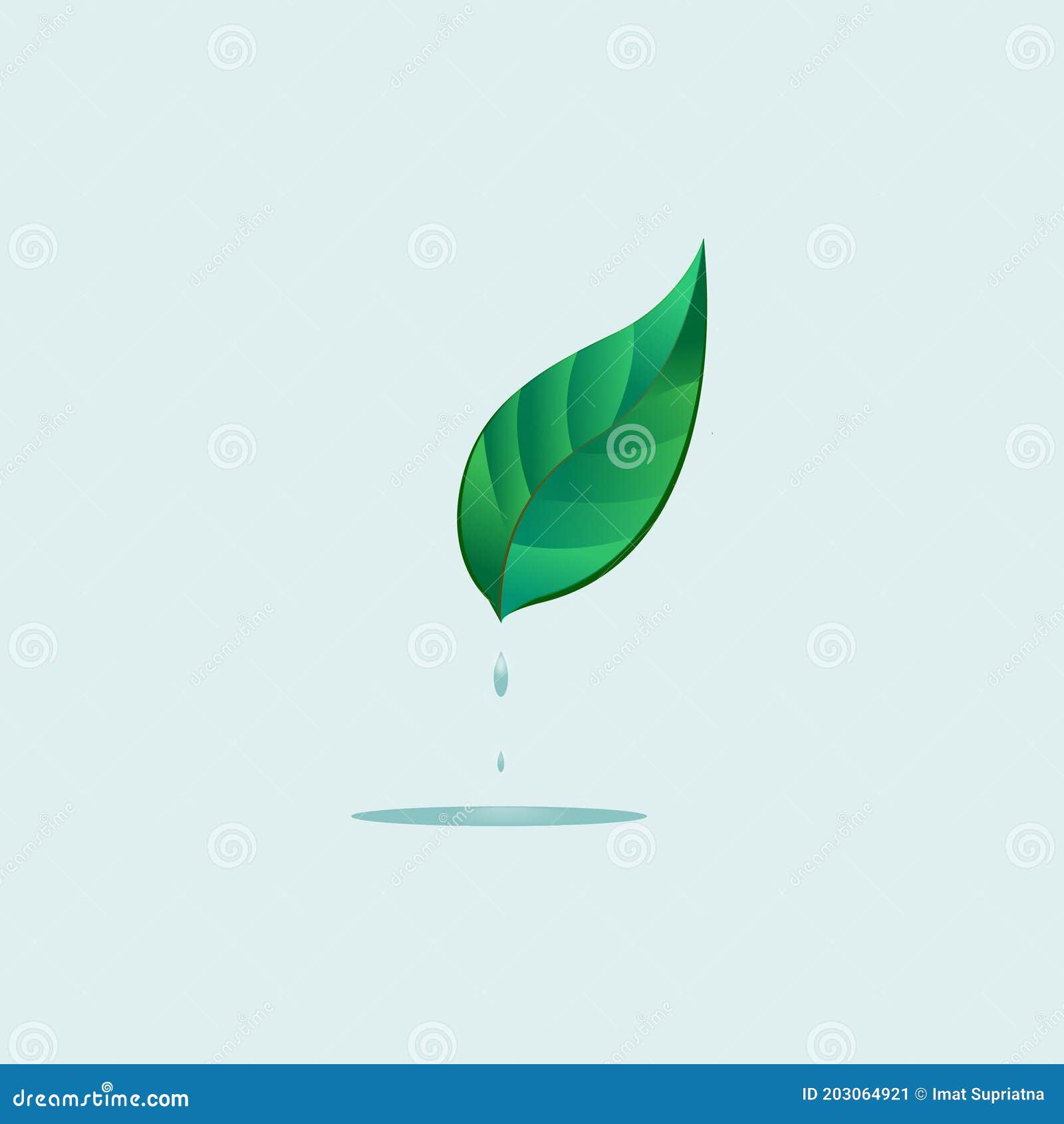 Vector Illustration of Green Leaf Art and Dripping Water Stock Vector ...