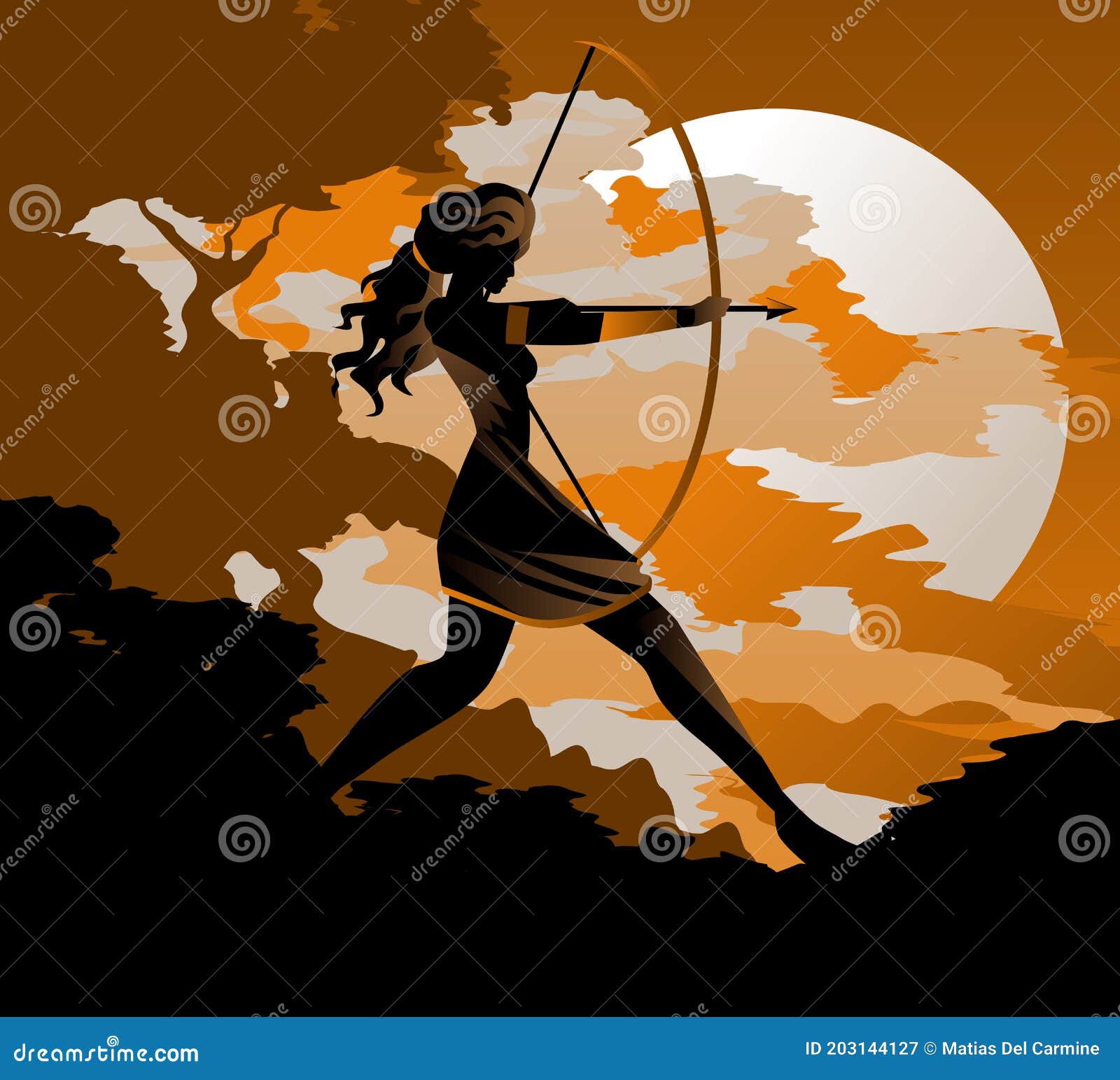 Goddess Diana Vector Illustration Logo | CartoonDealer.com #278764136