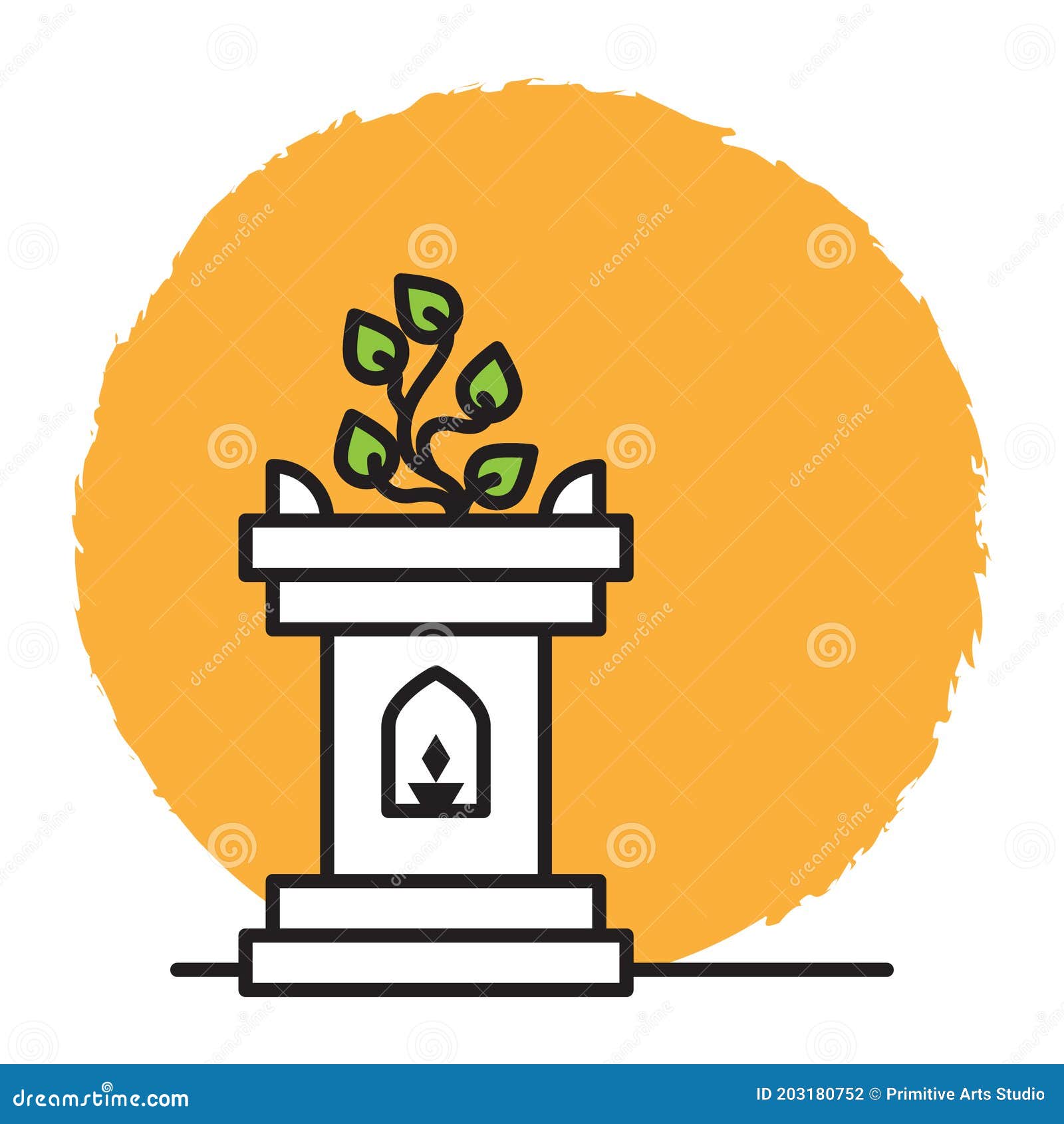 Vector Design Of Sacred Plant Tulsi Means Holy Basil Is Planted In ...