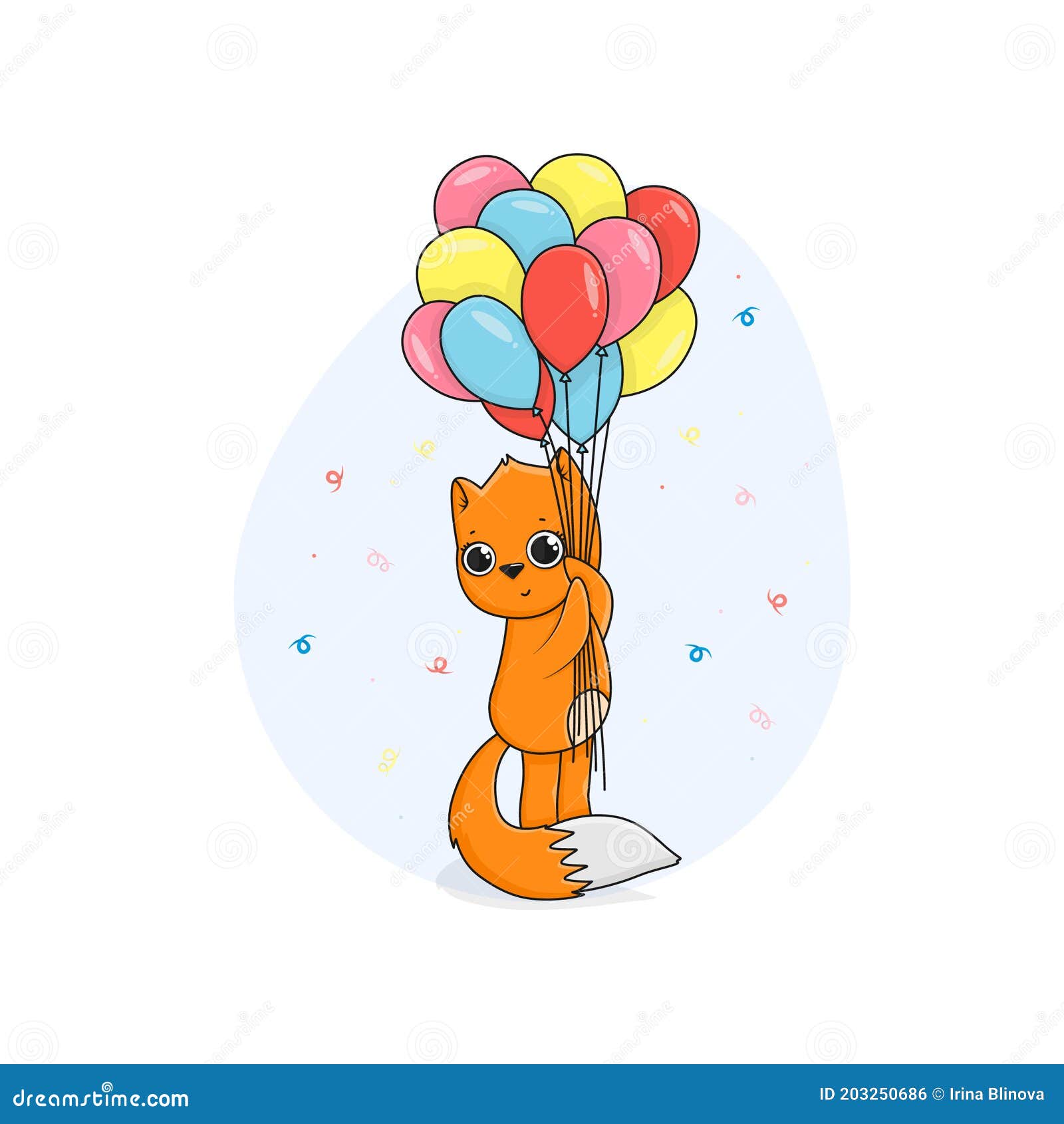 Cartoon Style Illustration Bright Colours Fox Balloons Stock Vector ...