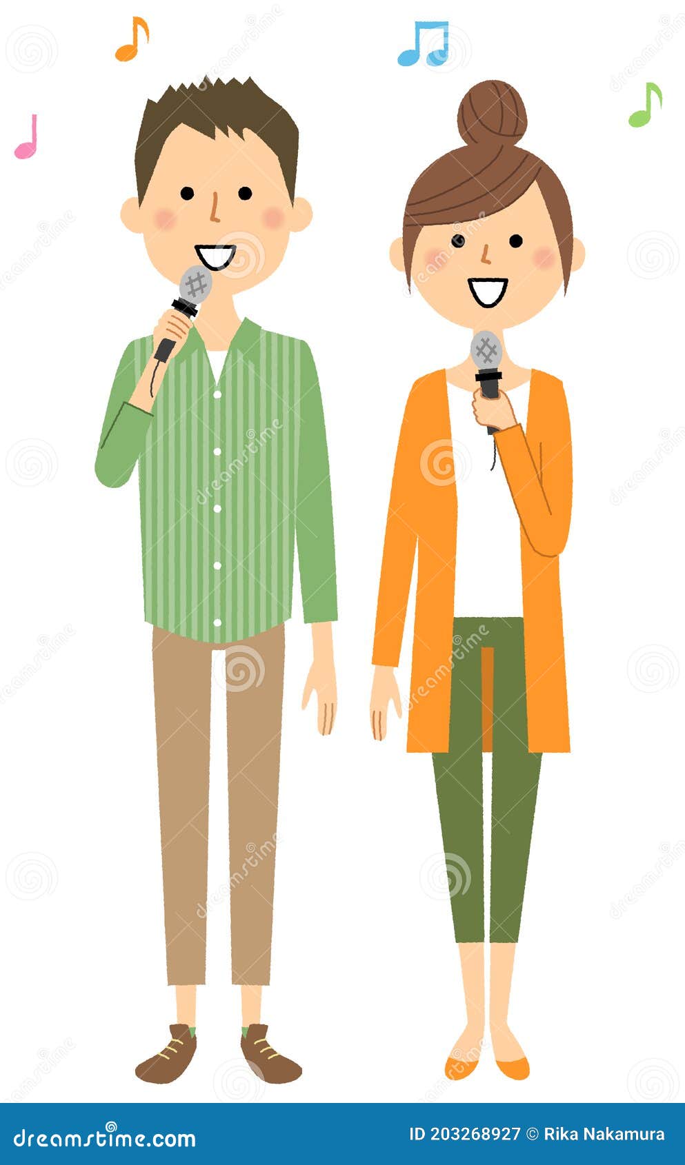 Young couple singing stock vector. Illustration of couple - 203268927