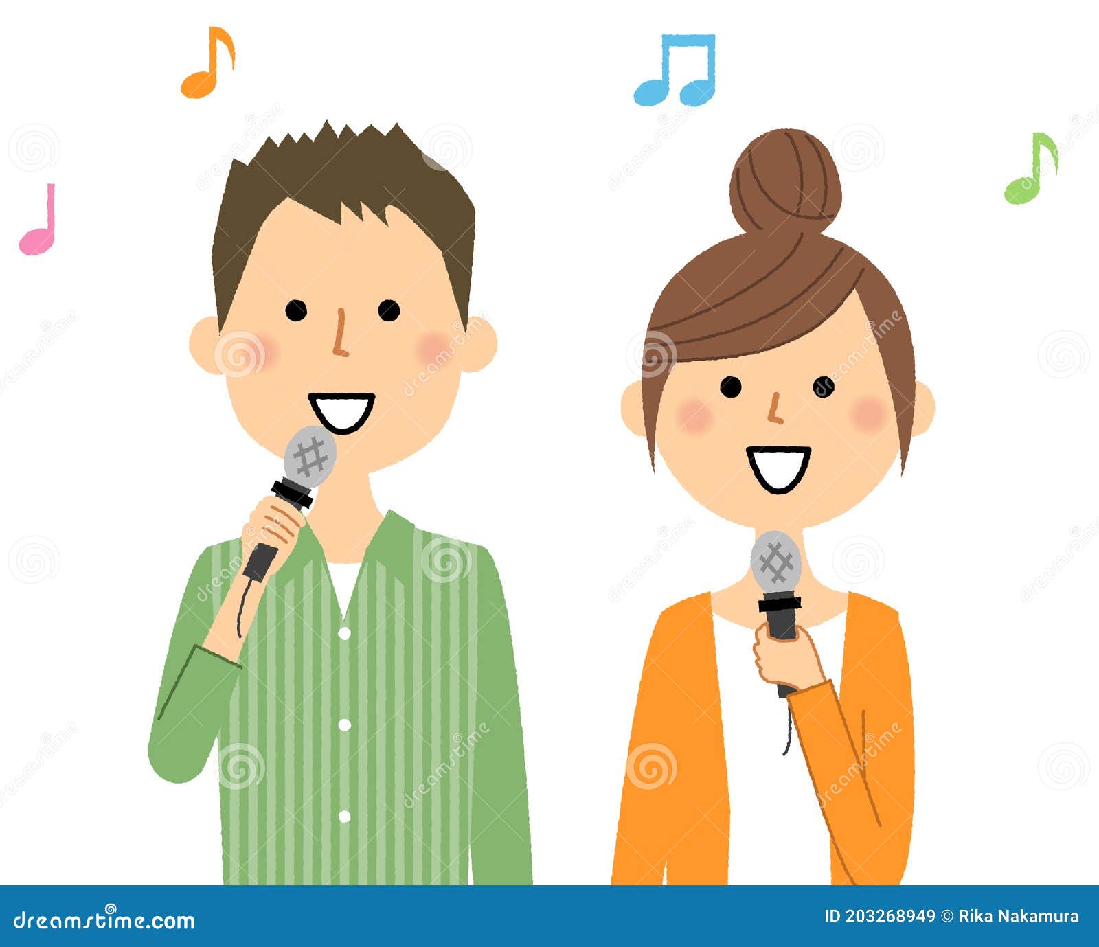 Young couple singing stock vector. Illustration of relaxation - 203268949