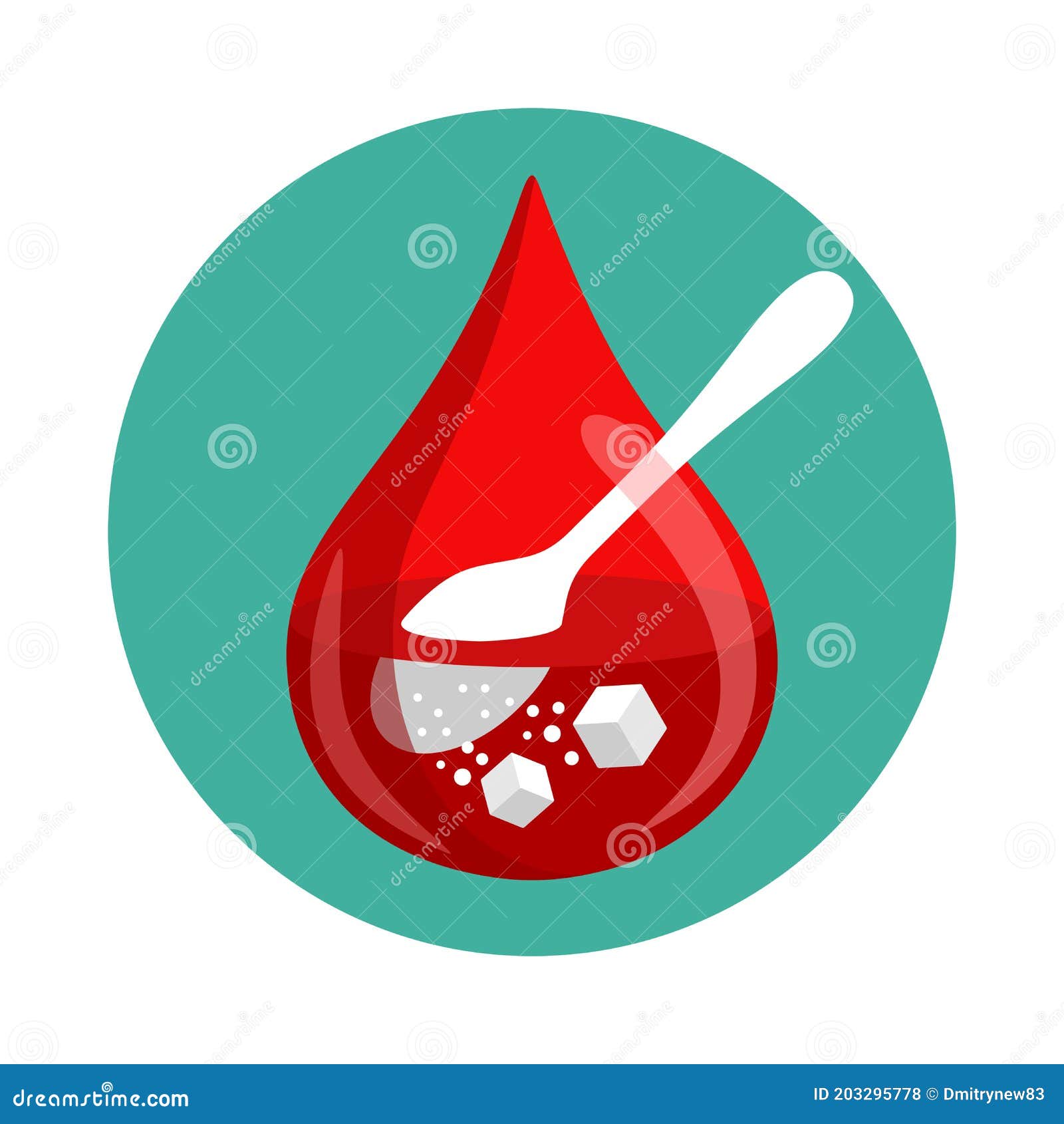 Diabetes Symbol - Spoon and Sugar Cube Inside Drop Stock Vector ...