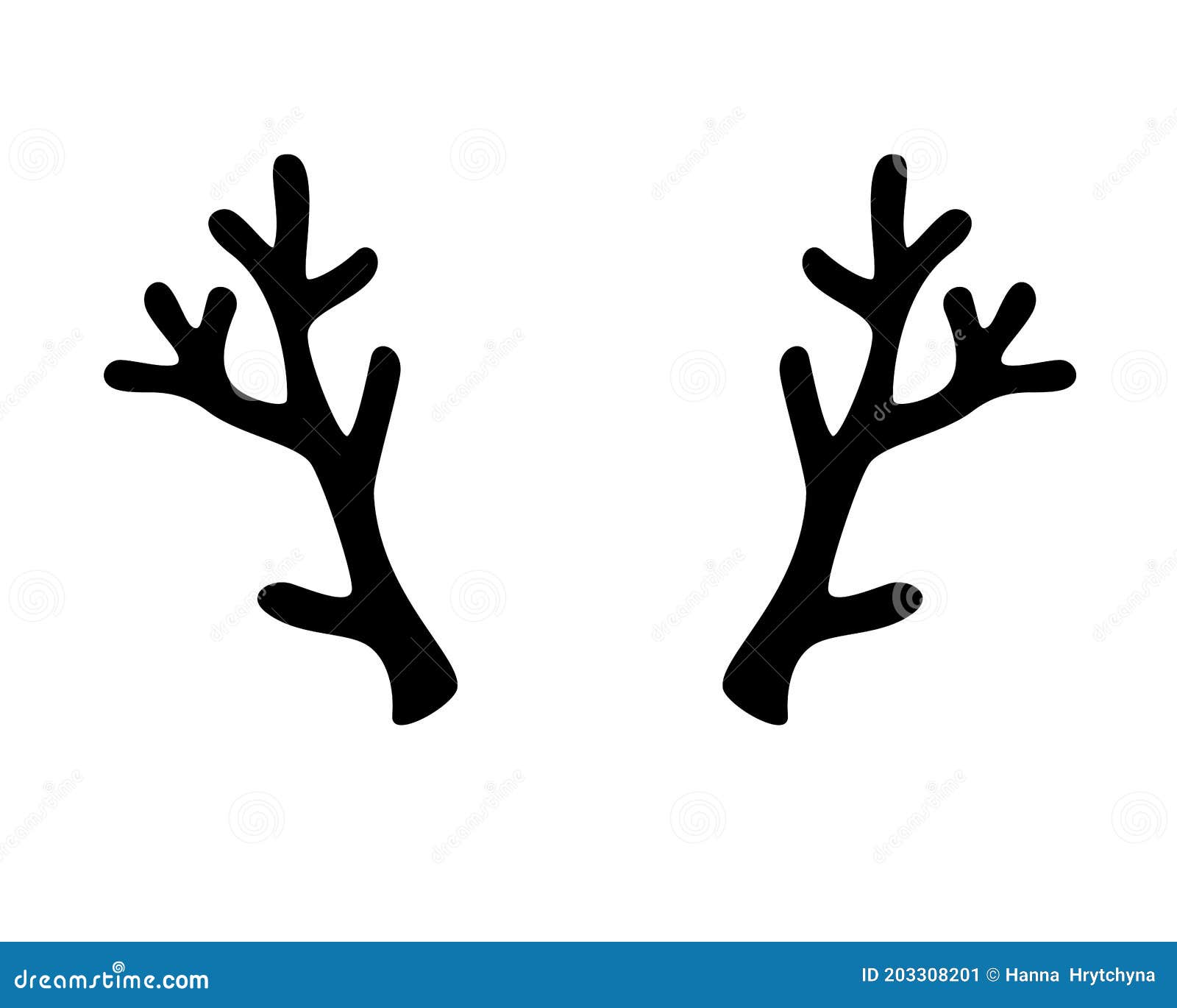 Deer Antlers - Vector Black Silhouette - Template for Logo or Pictogram ...