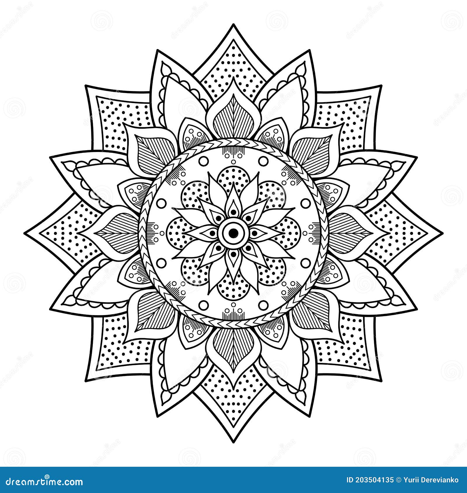 Flower-shaped mandala stock illustration. Illustration of culture ...
