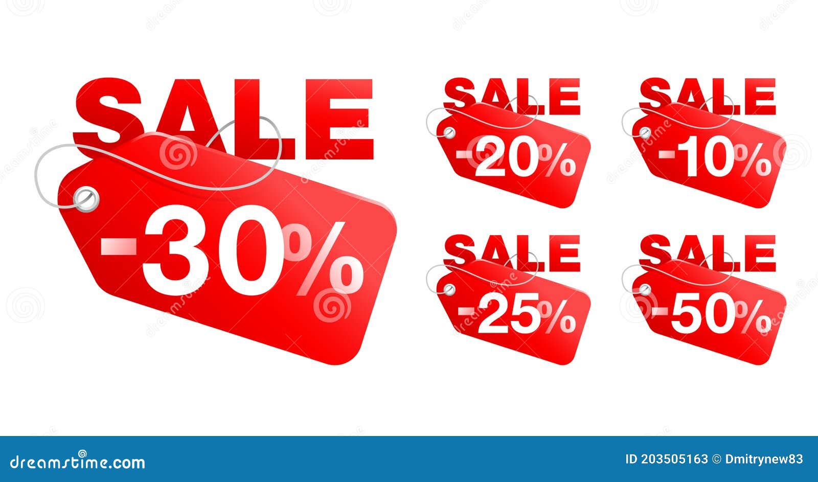 Sale Buttons Set in Realistic Rope Tag Form Stock Vector - Illustration ...