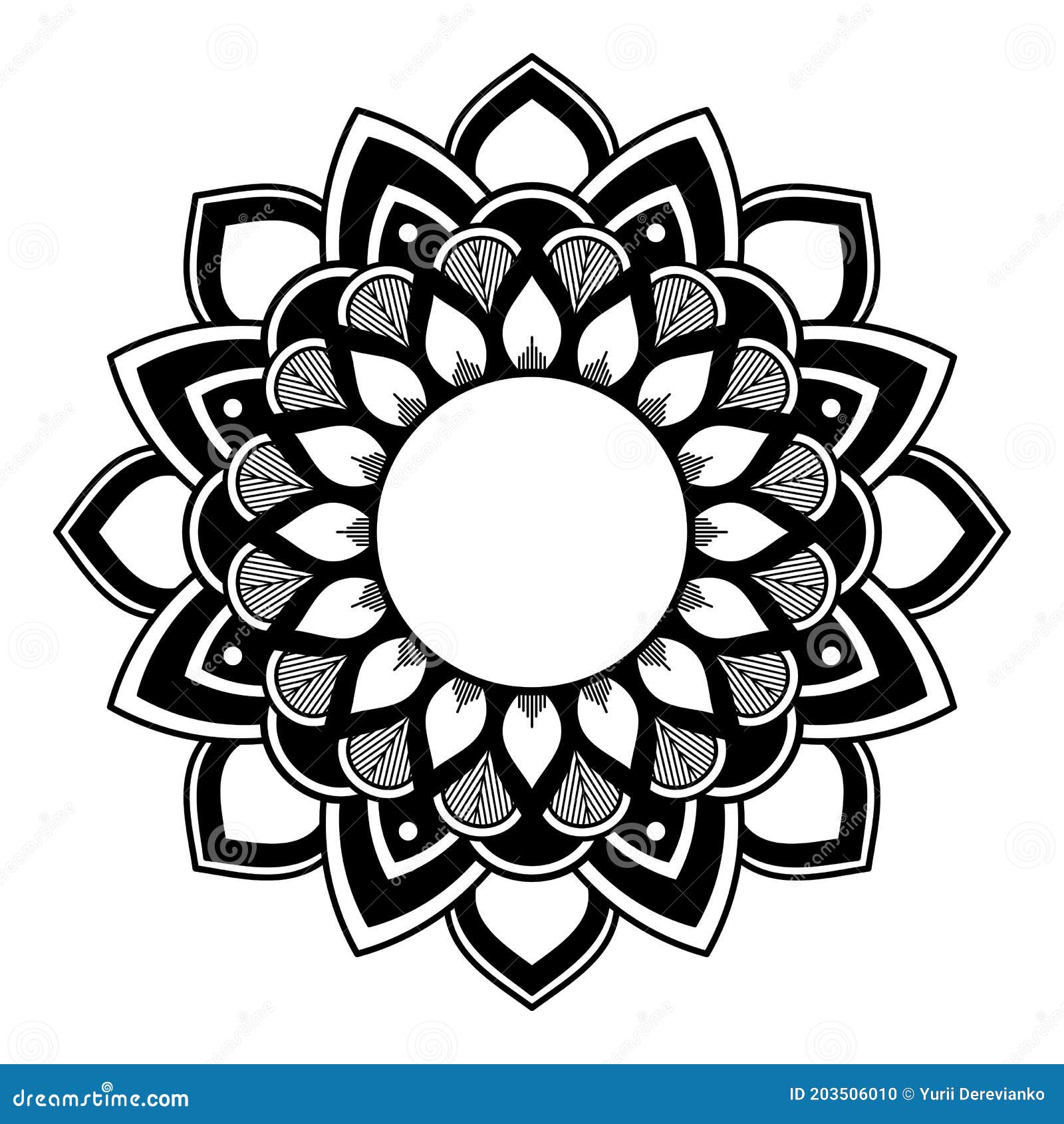 Flower-shaped mandala stock illustration. Illustration of doodle ...