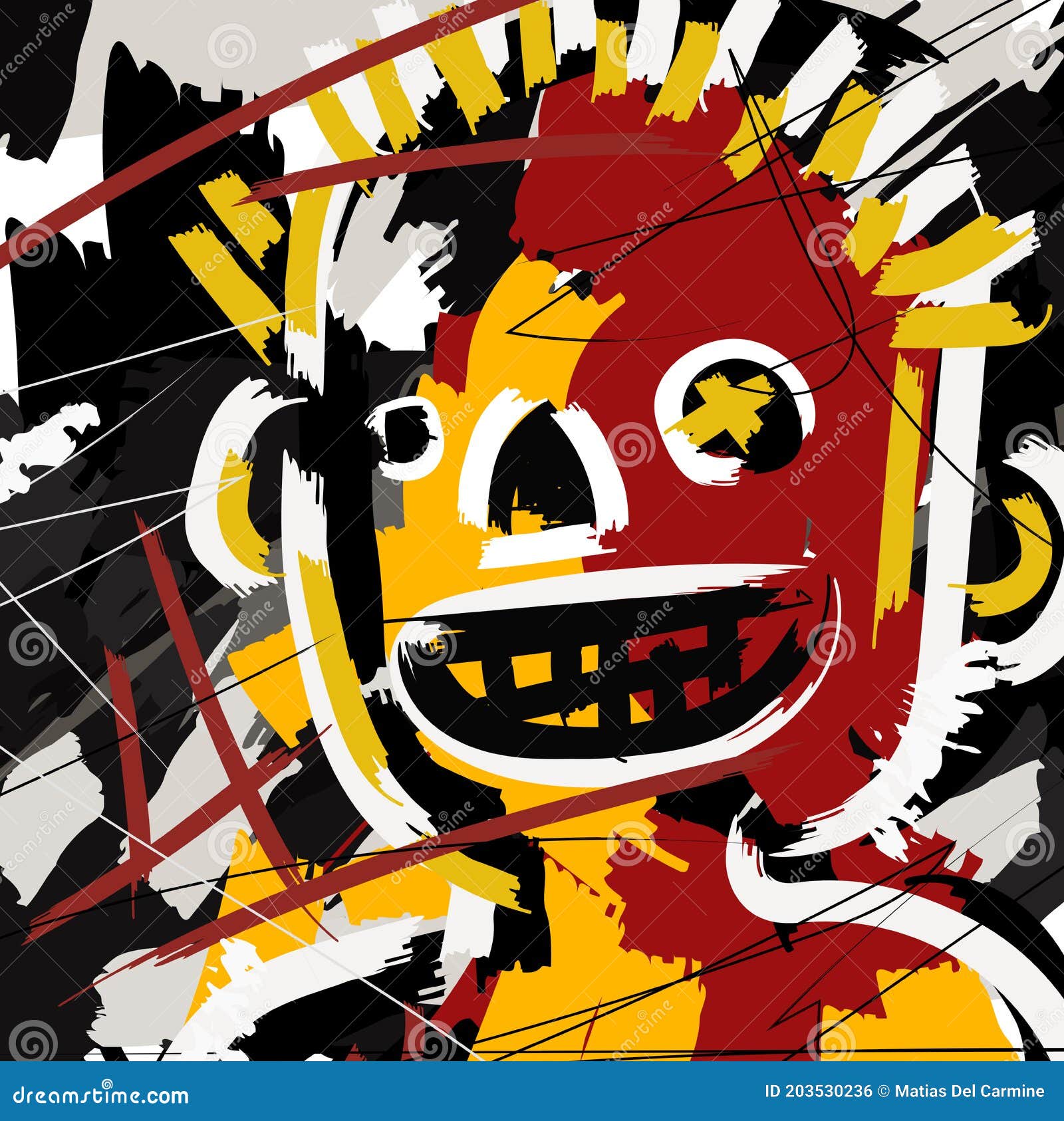 Doodle Expressionist Art Cartoon Portrait Stock Vector - Illustration ...