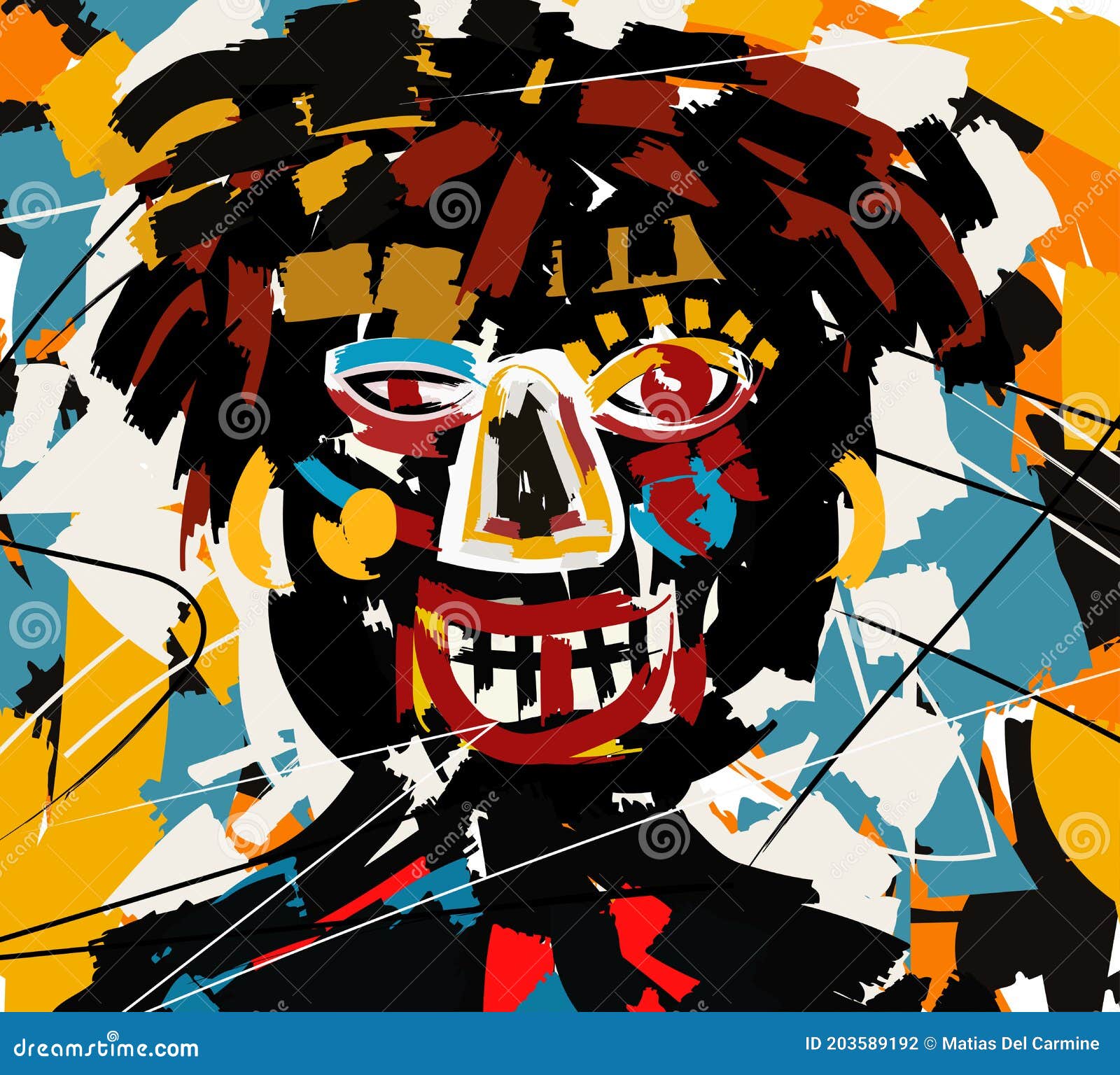 Doodle Expressionist Art Cartoon Portrait Stock Vector - Illustration ...