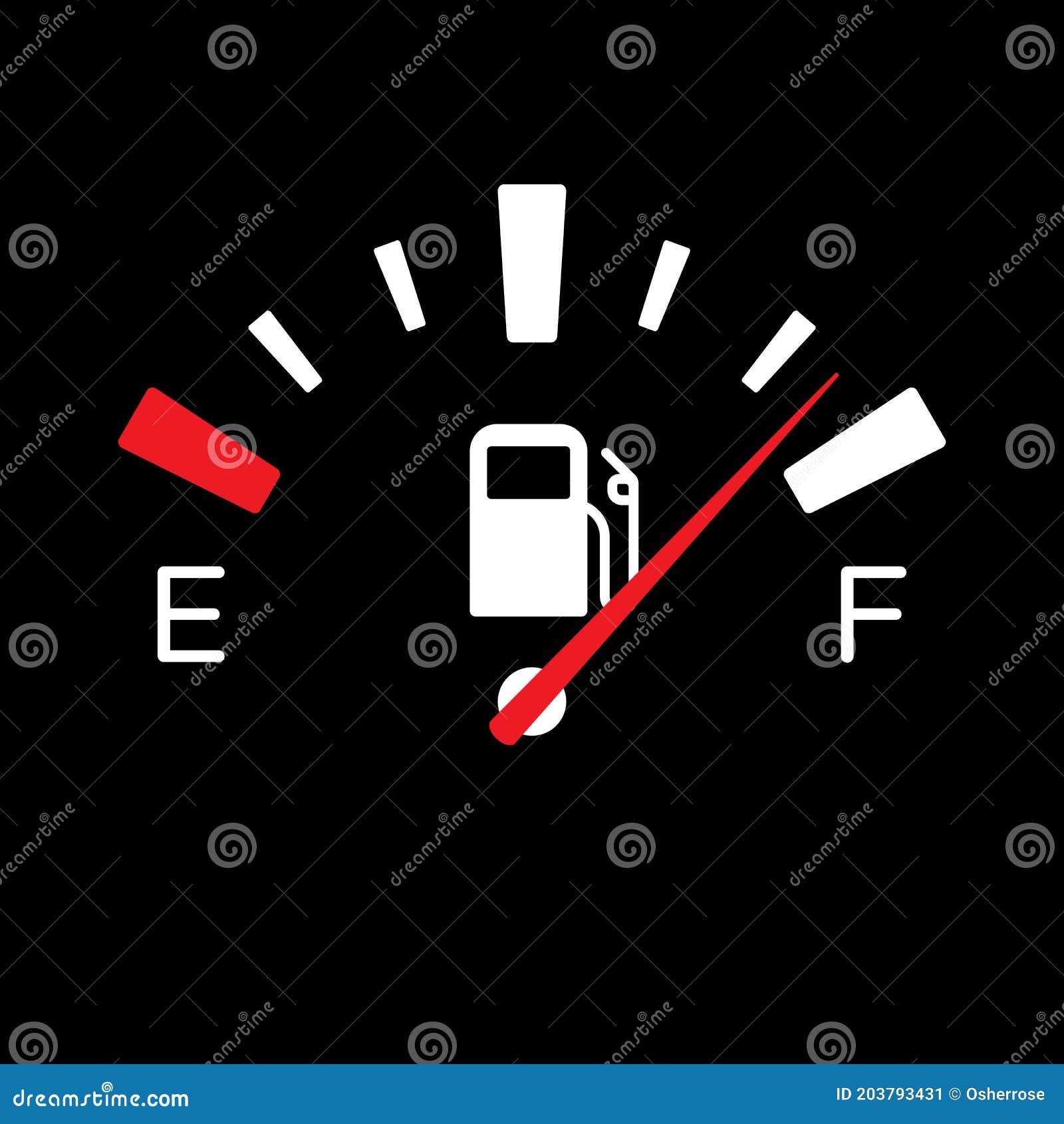 Fuel Tank Dial Gage Sign. Transportation Petrol Level Indicator Symbol ...