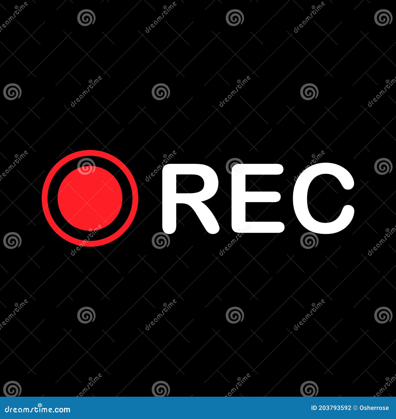 Recording Video or Audio Button Icon. Red Record Dot with REC Text ...