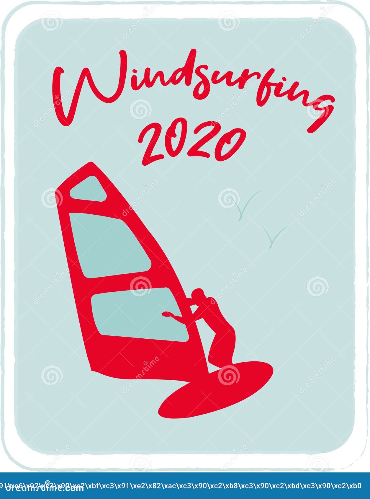 Illustration Vintage Card Sticker Stamp Banner Windsurfing Stock ...