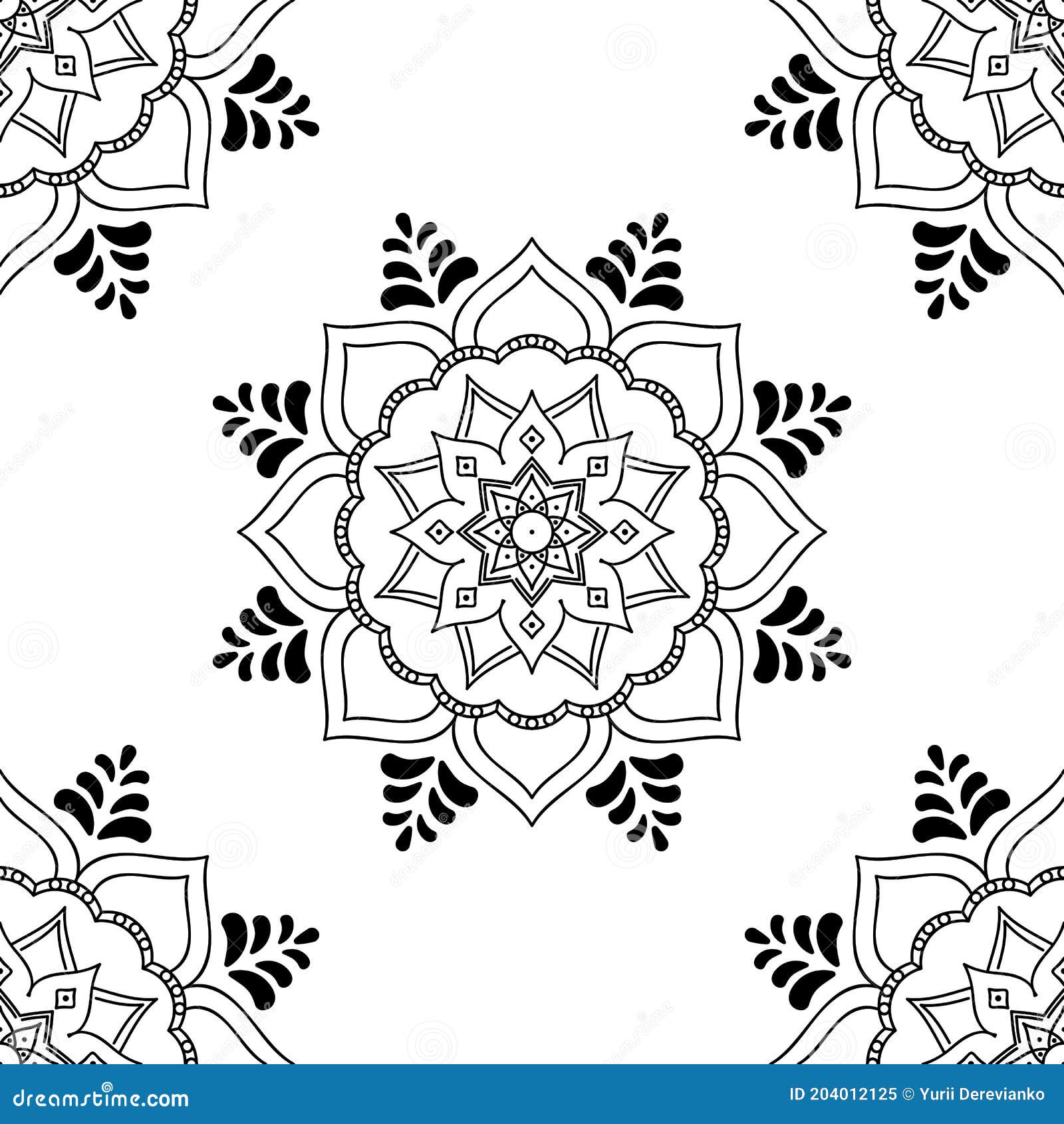 Mandala Pattern Black and White Stock Illustration - Illustration of ...