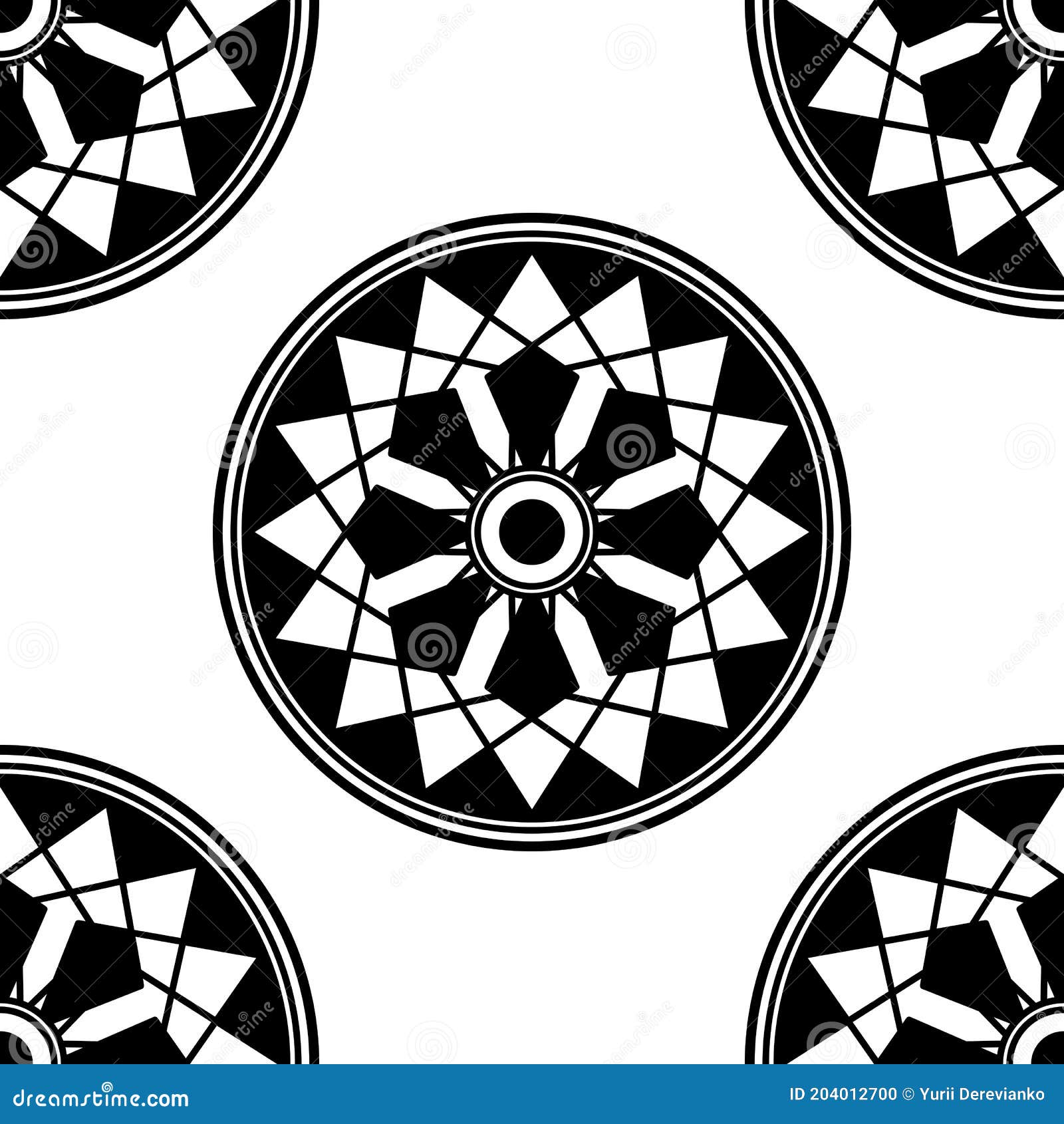 Mandala Pattern Black and White Stock Illustration - Illustration of ...