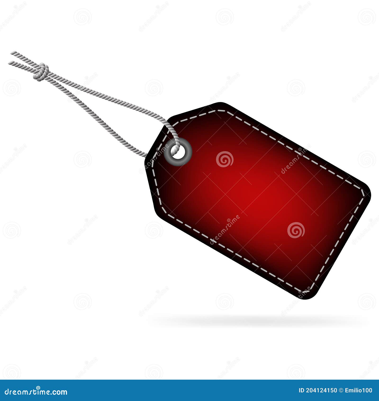 Blank Dark Red Sale Tag Label with String, 3d Vector Illustration Stock ...