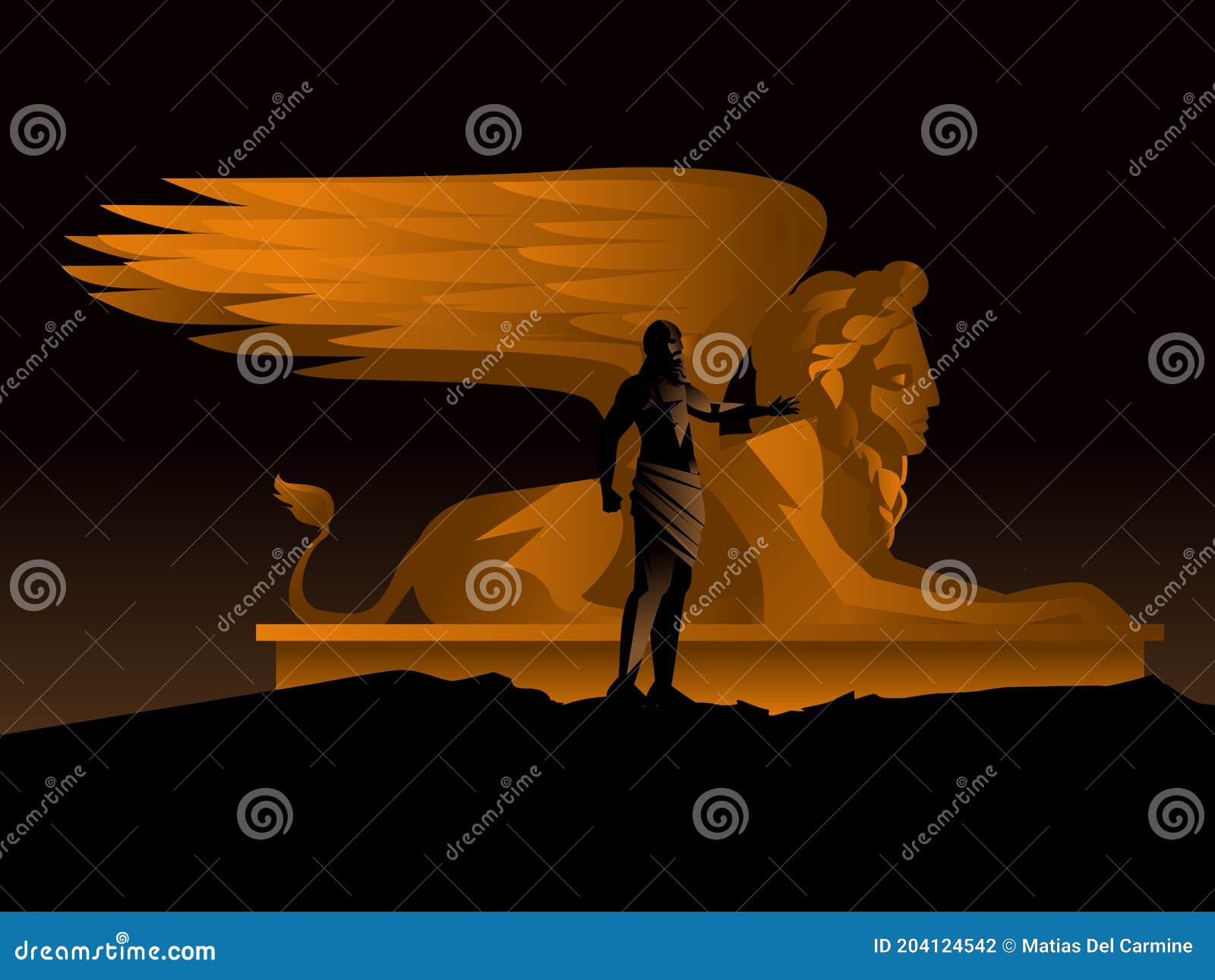 Oedipus And The Sphinx Riddle. Greek Mythology Tale Royalty-Free ...