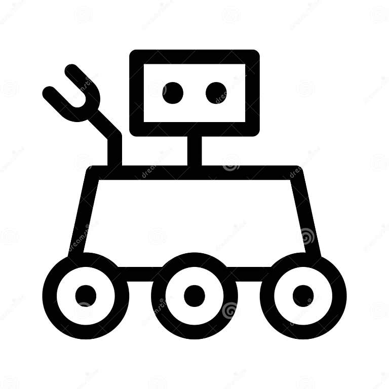 Space Rover with Satellite Line Icon. Vector Concept Illustration for ...