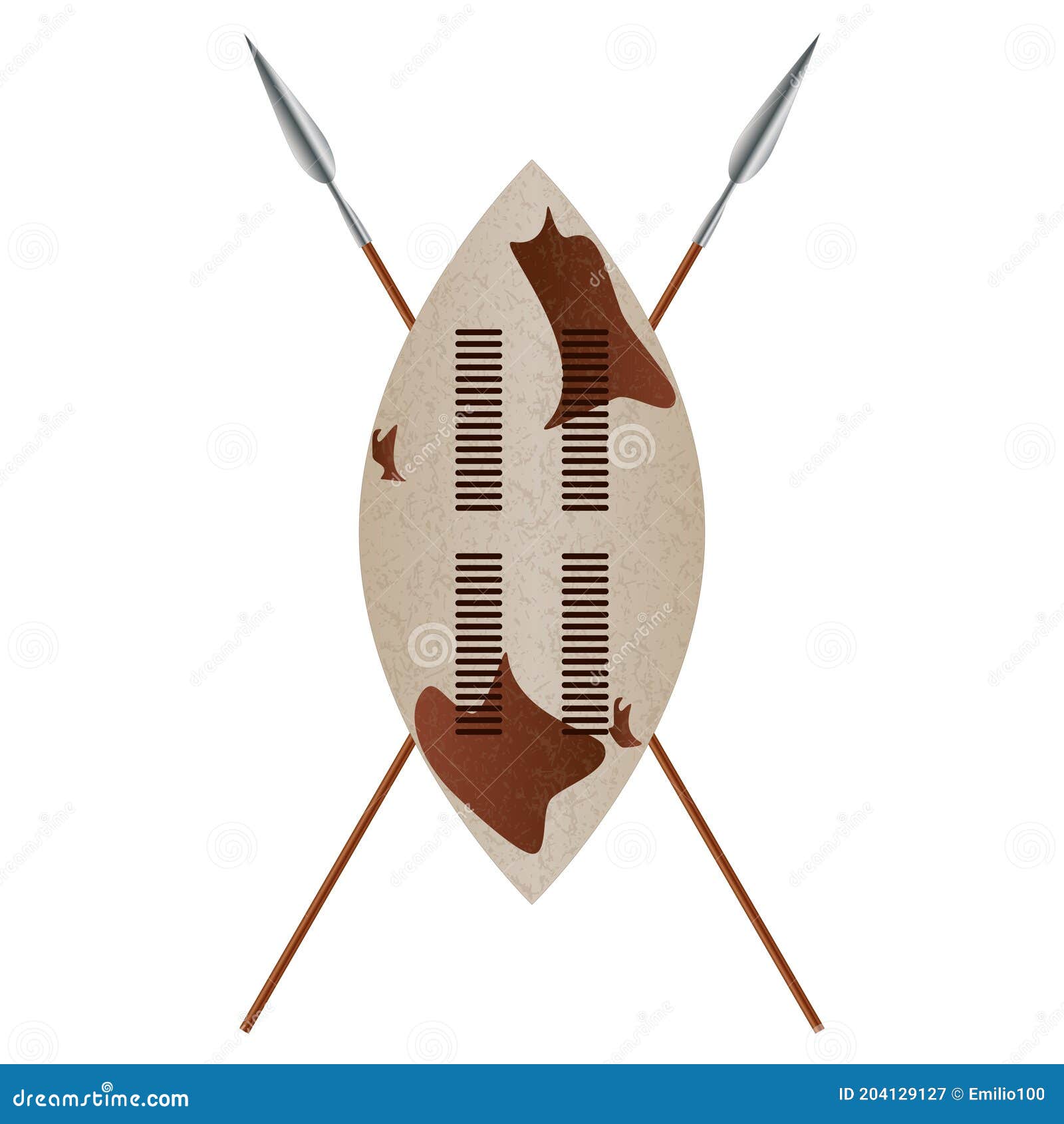 African Shield and Spears, 3d Vector Illustration Stock Vector ...