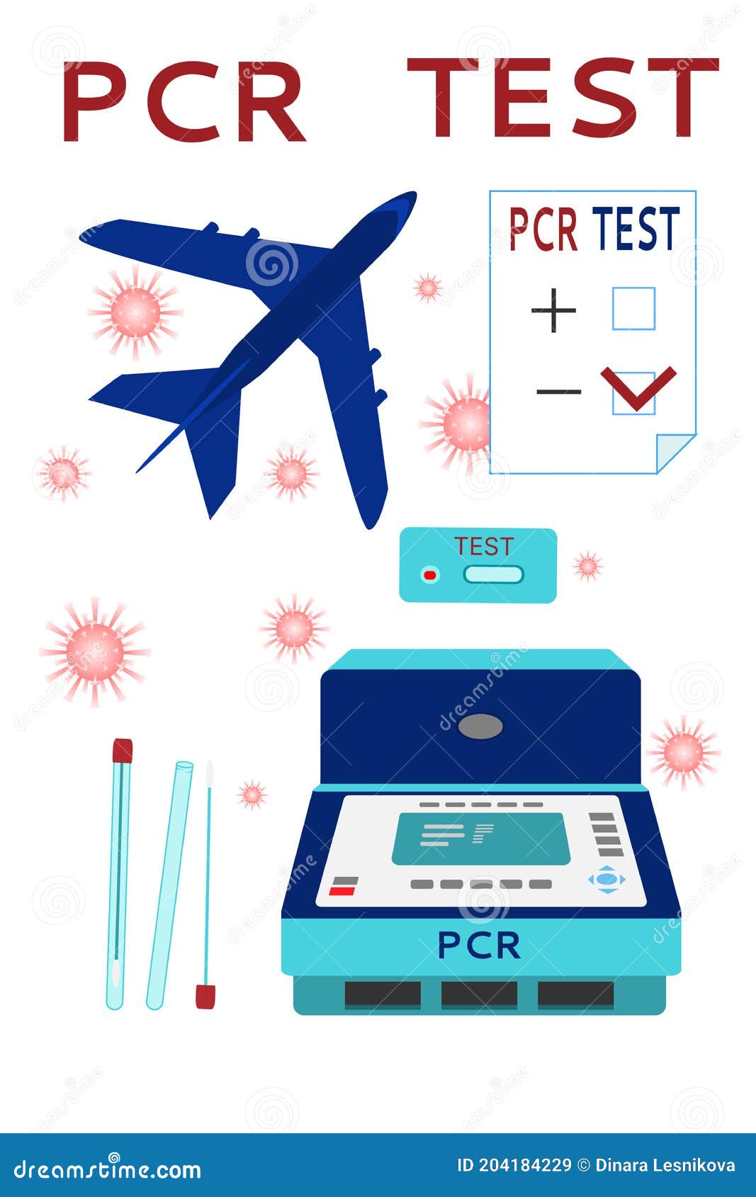 PCR Test for Airplane Travel. Stock Vector - Illustration of machine ...