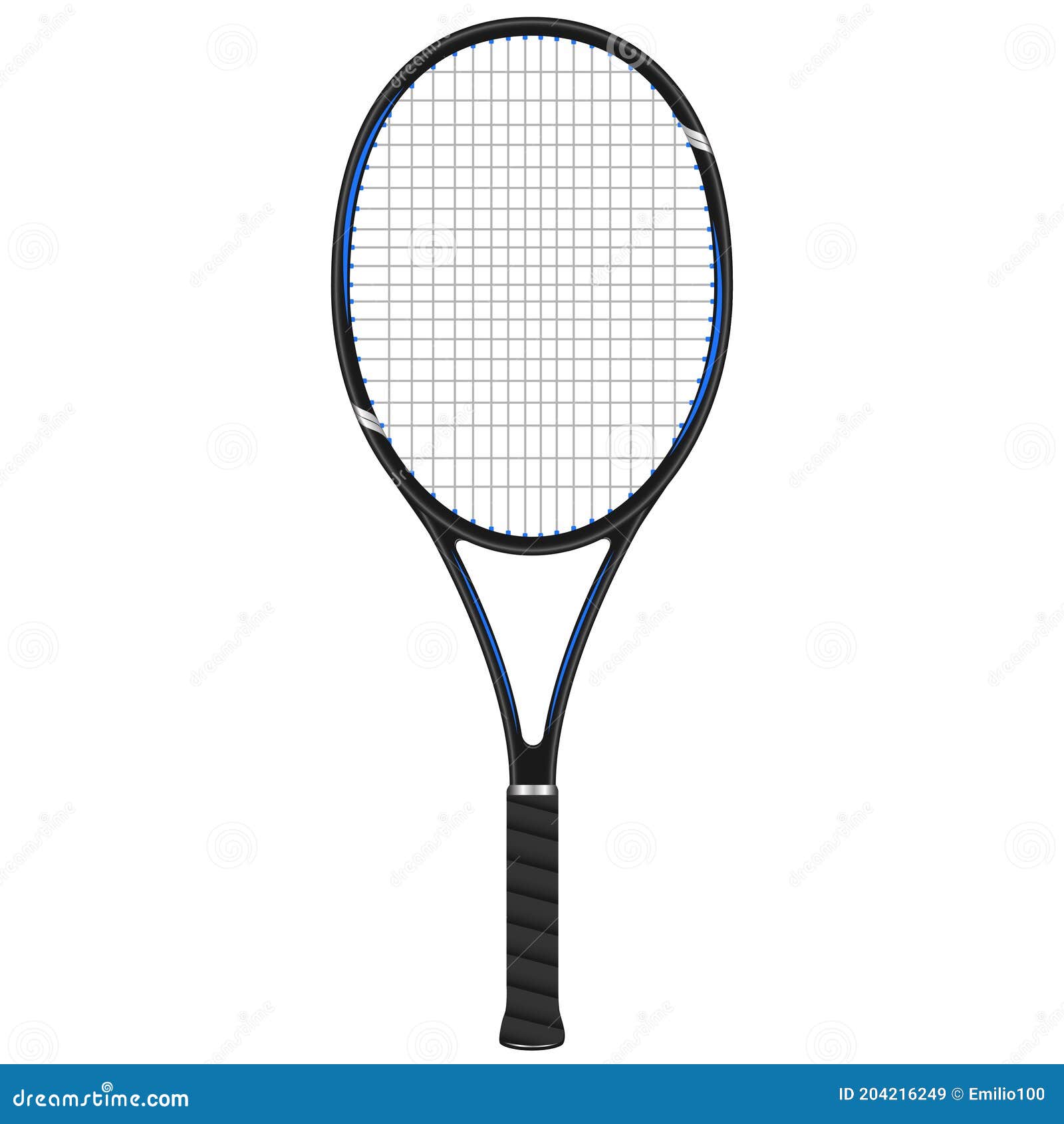 Tennis Racket in Blue and Black Design, 3d Vector Illustration Stock ...