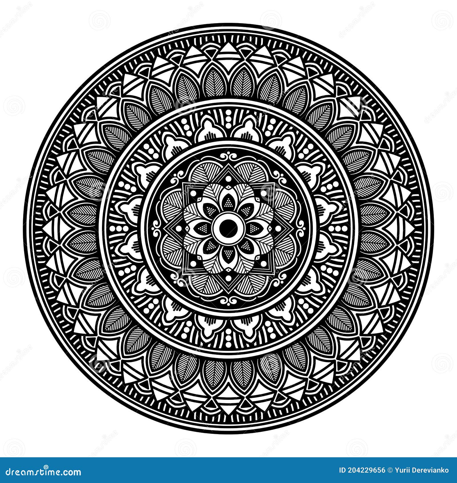 Flower-shaped mandala stock illustration. Illustration of lace - 204229656